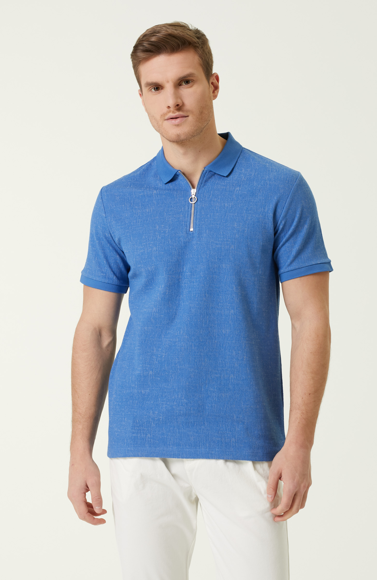 Slim Fit Mavi Polo Yaka T-shirt Slim Fit Mavi Polo Yaka T-shirt