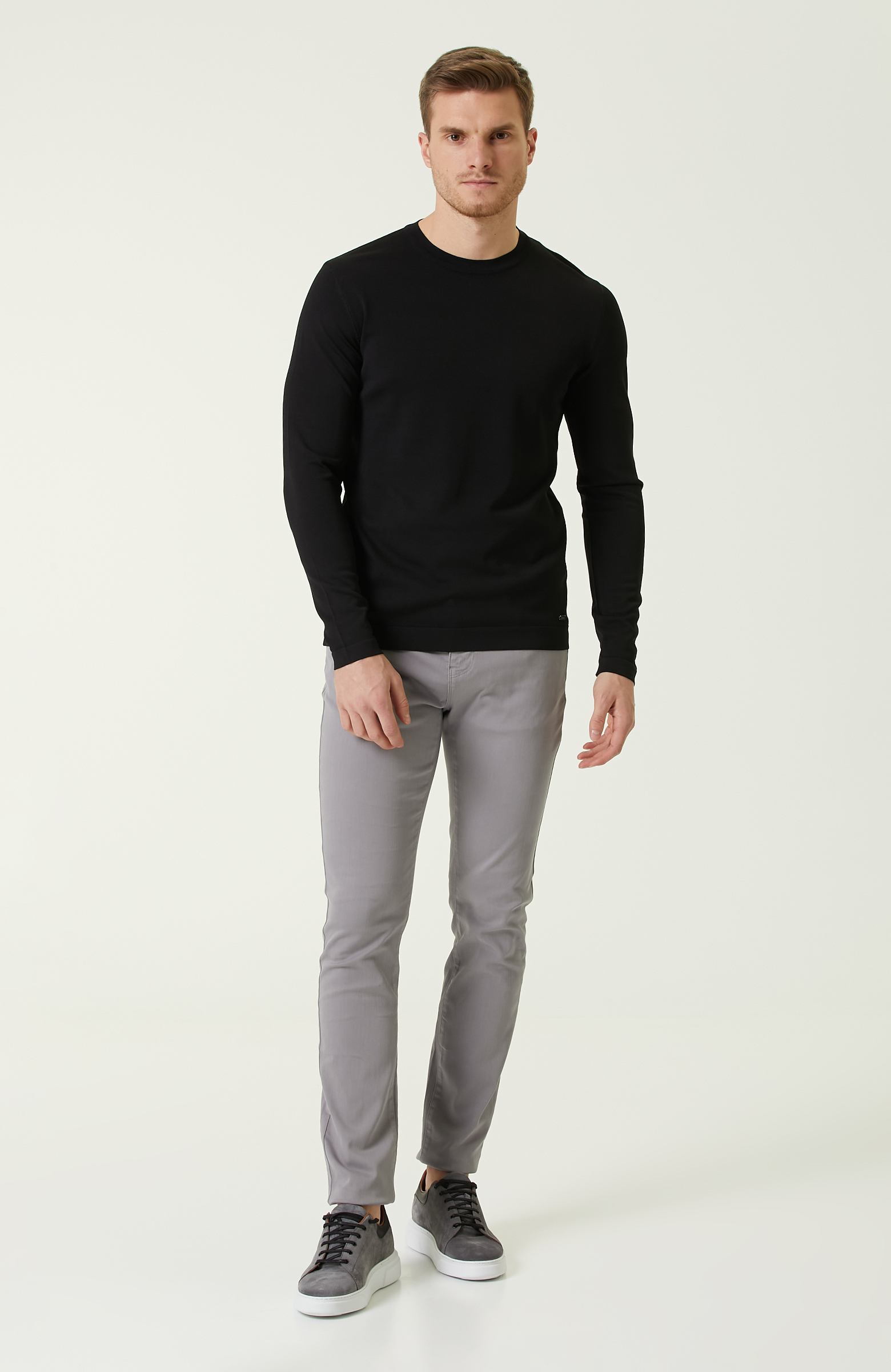 Slim Fit Gri Normal Bel Casual Pantolon Slim Fit Gri Normal Bel Casual Pantolon