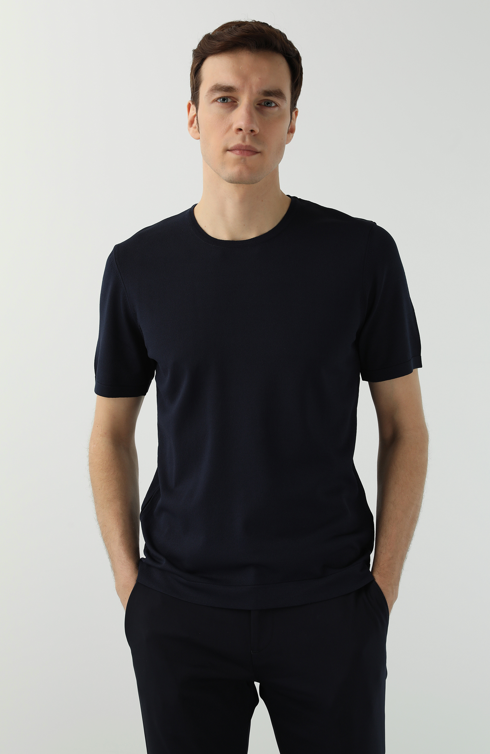 Lacivert Bisiklet Yaka Basic T-shirt Lacivert Bisiklet Yaka Basic T-shirt