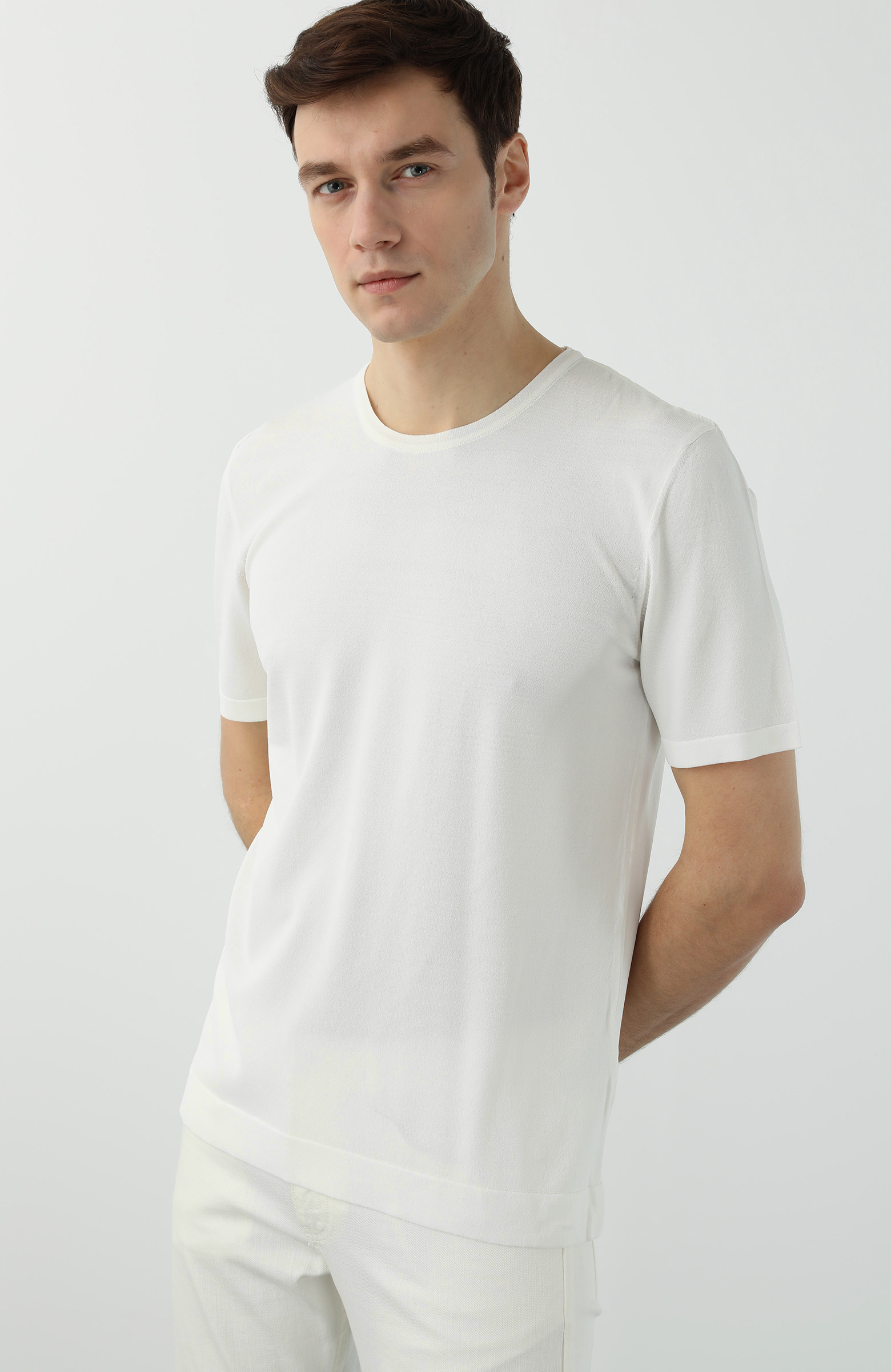 Beyaz Kısa Kollu Kazak