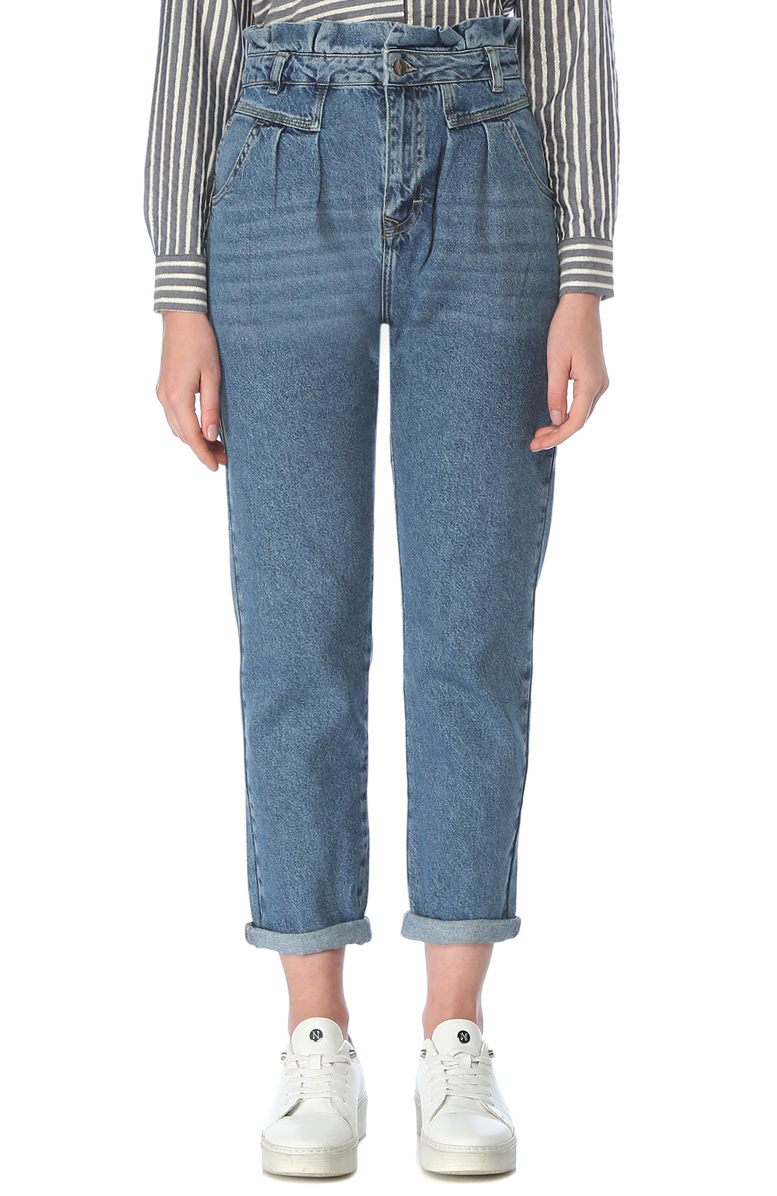 Yüksek Bel Pili Detaylı Jean Pantolon Yüksek Bel Pili Detaylı Jean Pantolon