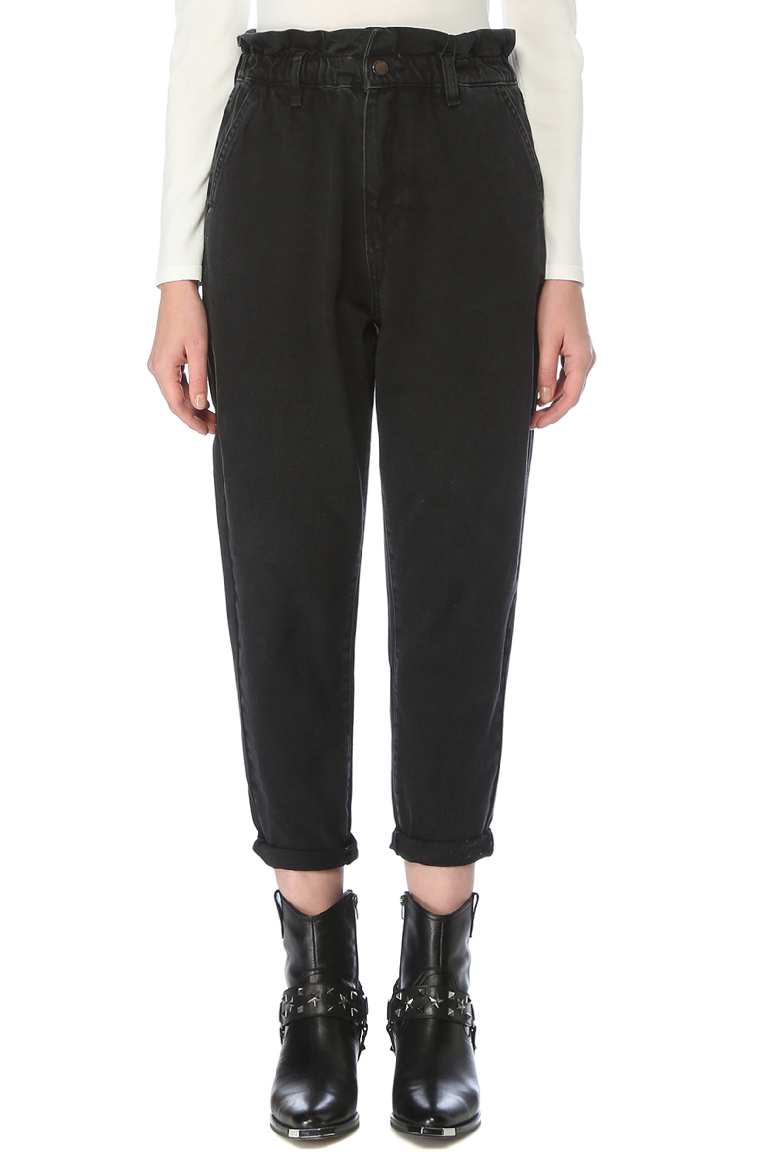 Antrasit Beli Fırfırlı Pantolon