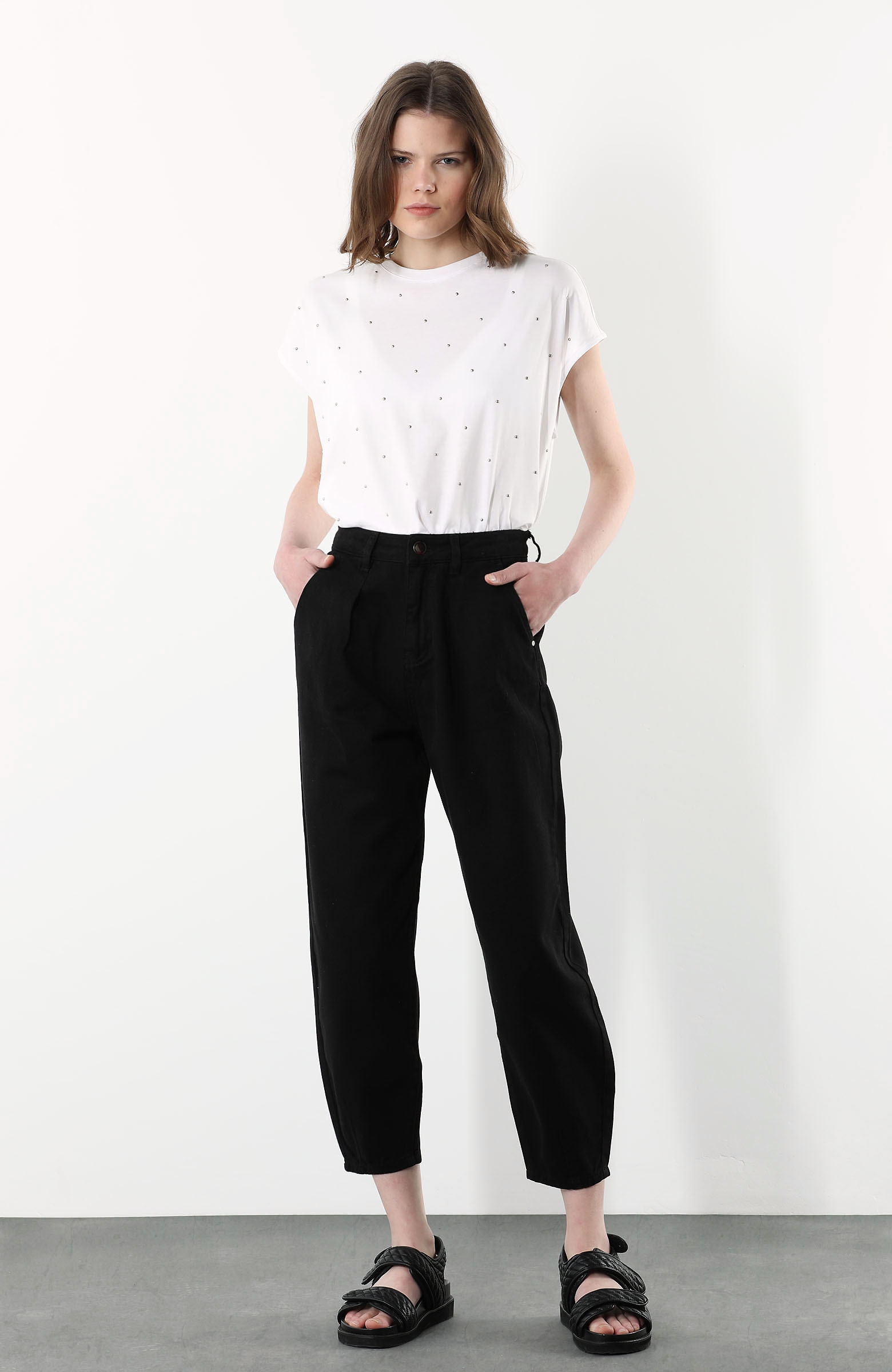 Basic Fit Siyah Yüksek Bel Pantolon