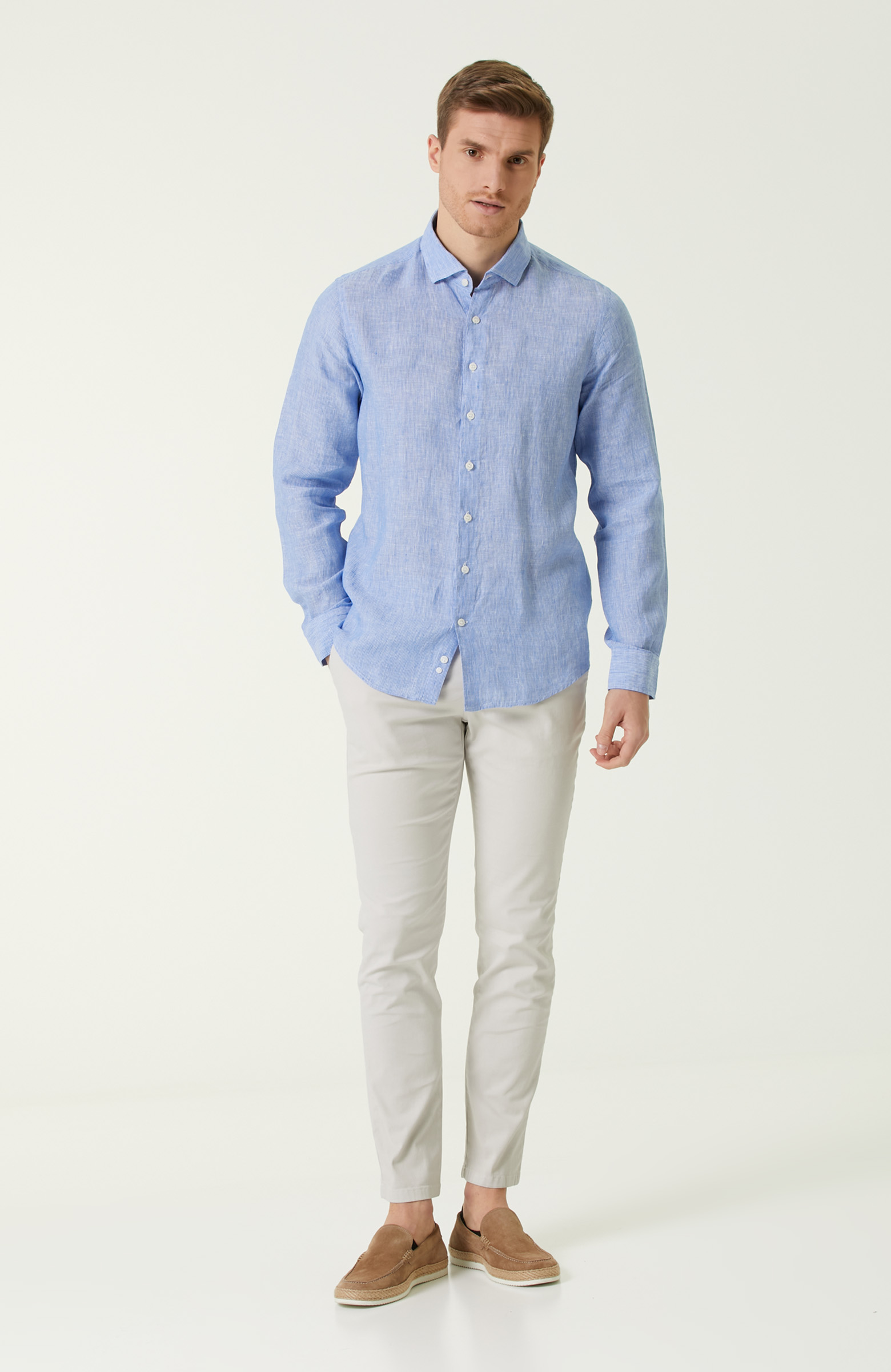 Slim Fit Krem Normal Bel Chino Pantolon Slim Fit Krem Normal Bel Chino Pantolon