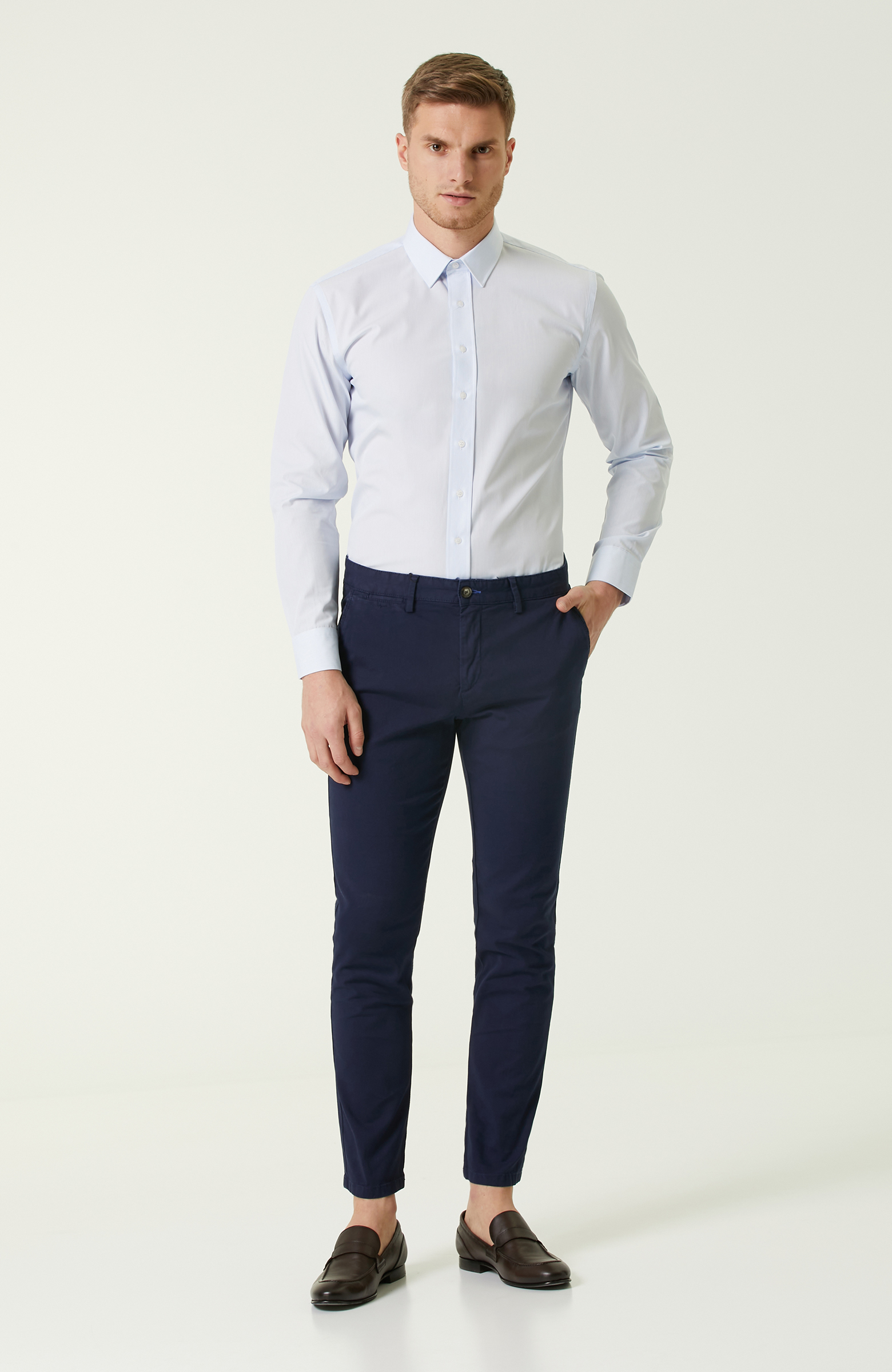 Slim Fit Lacivert Diyagonal Dokulu Spor Pantolon Slim Fit Lacivert Diyagonal Dokulu Spor Pantolon