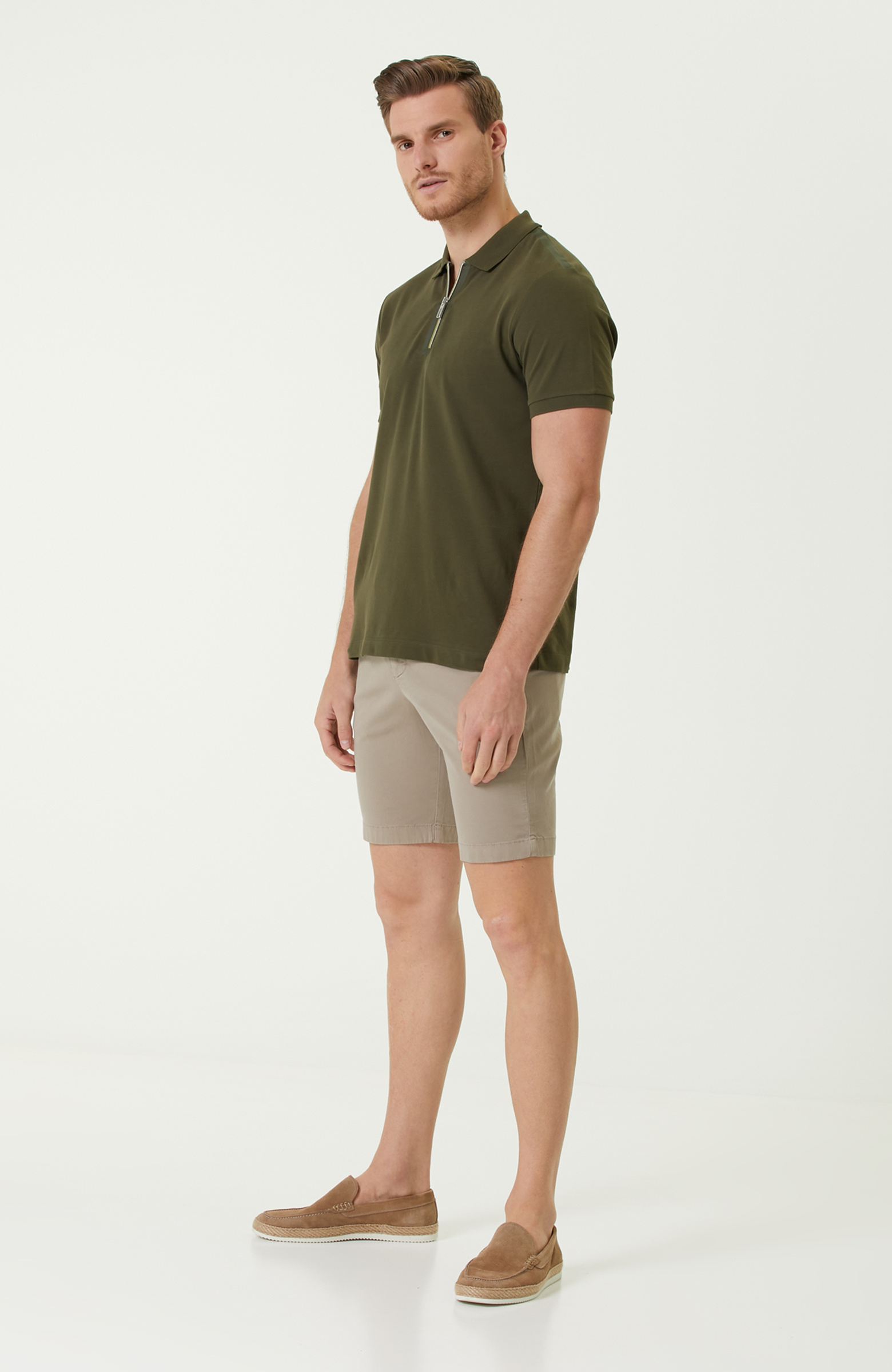 Bej Normal Bel Şort