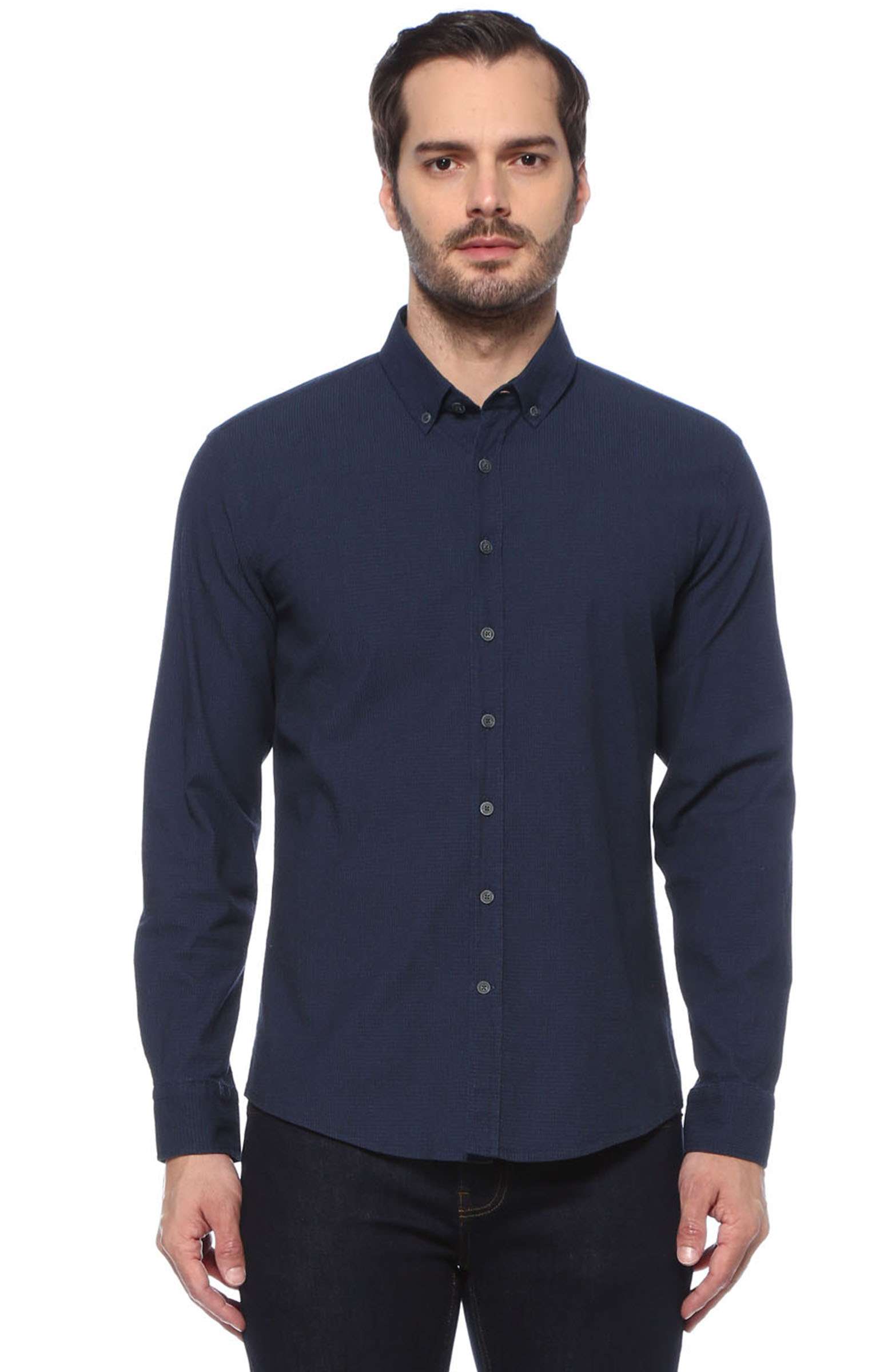 Lacivert Düğmeli Yaka Gömlek Lacivert Düğmeli Yaka Gömlek