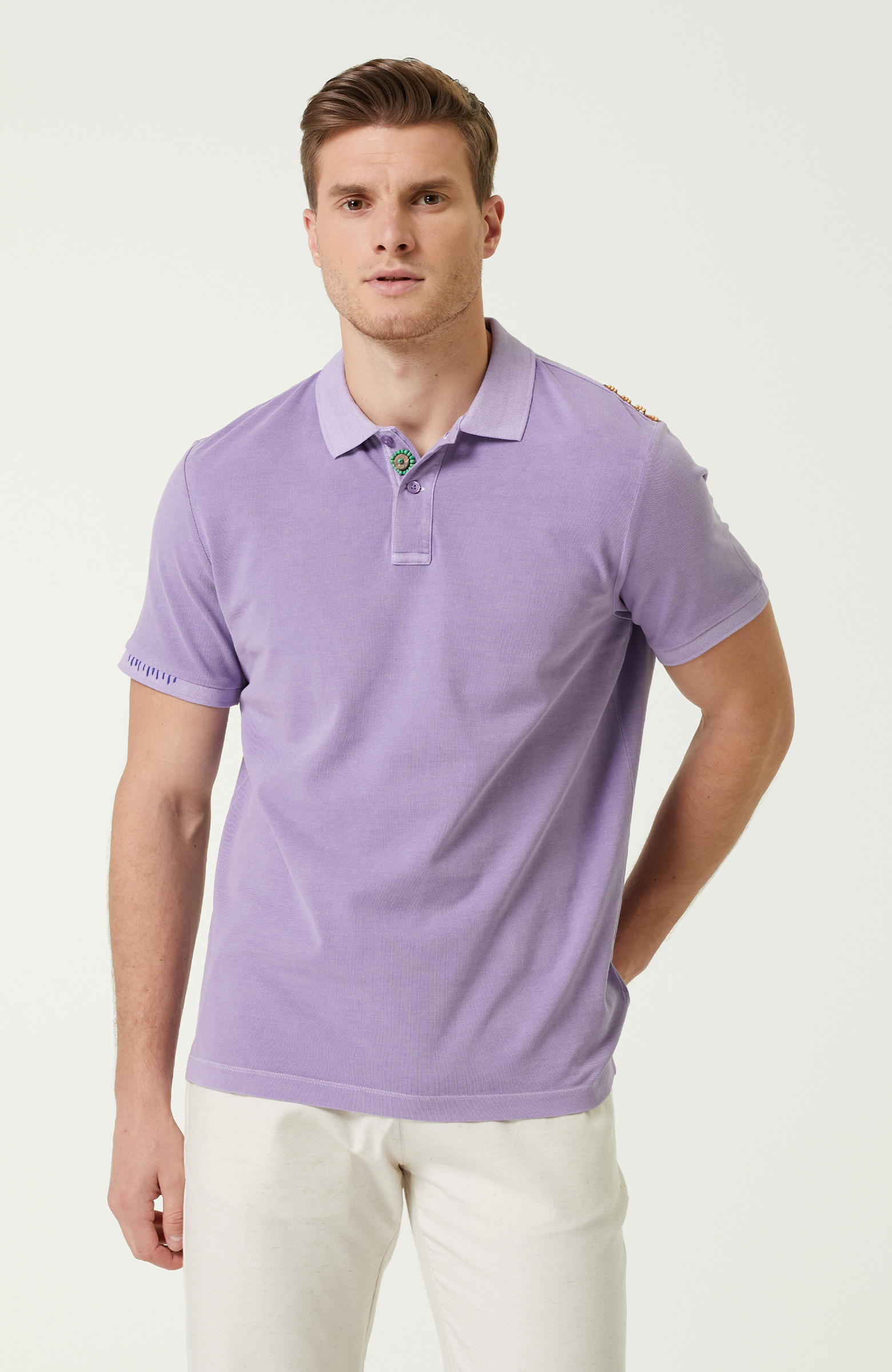 Comfort Fit Lila Polo Yaka T-shirt Comfort Fit Lila Polo Yaka T-shirt