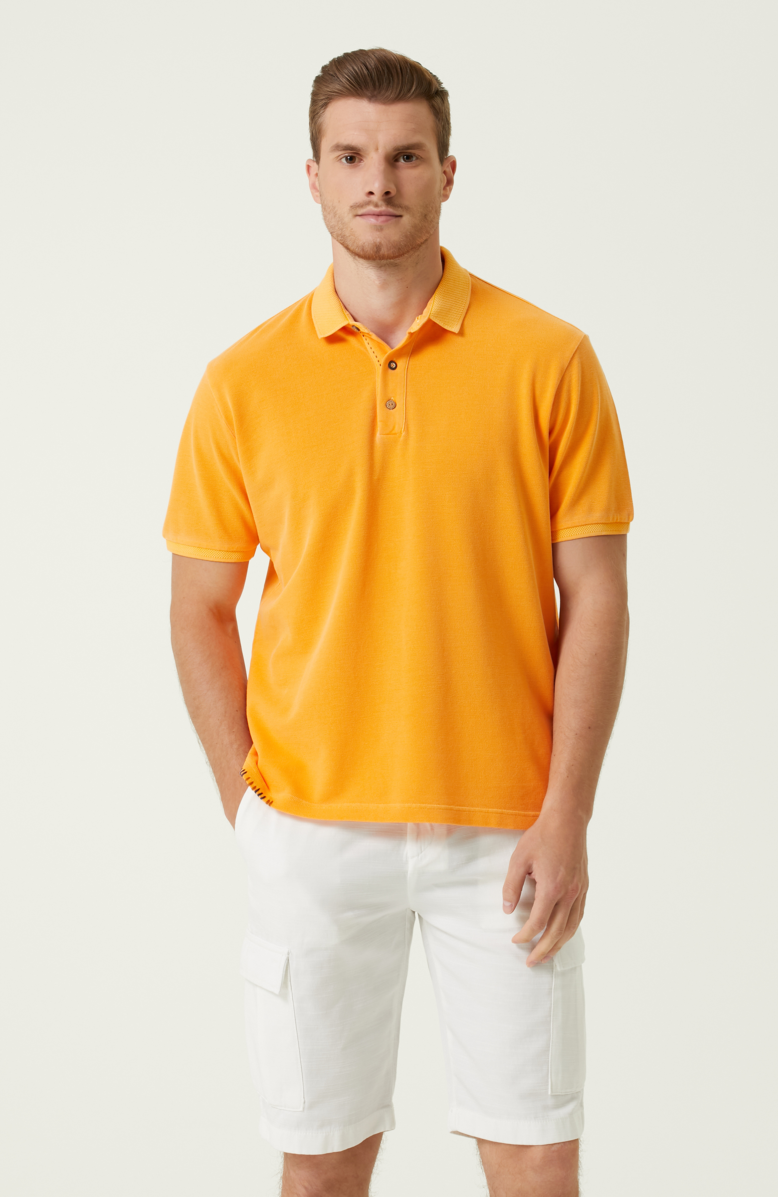 Slim Fit Sarı Palmiye Nakışlı T-shirt