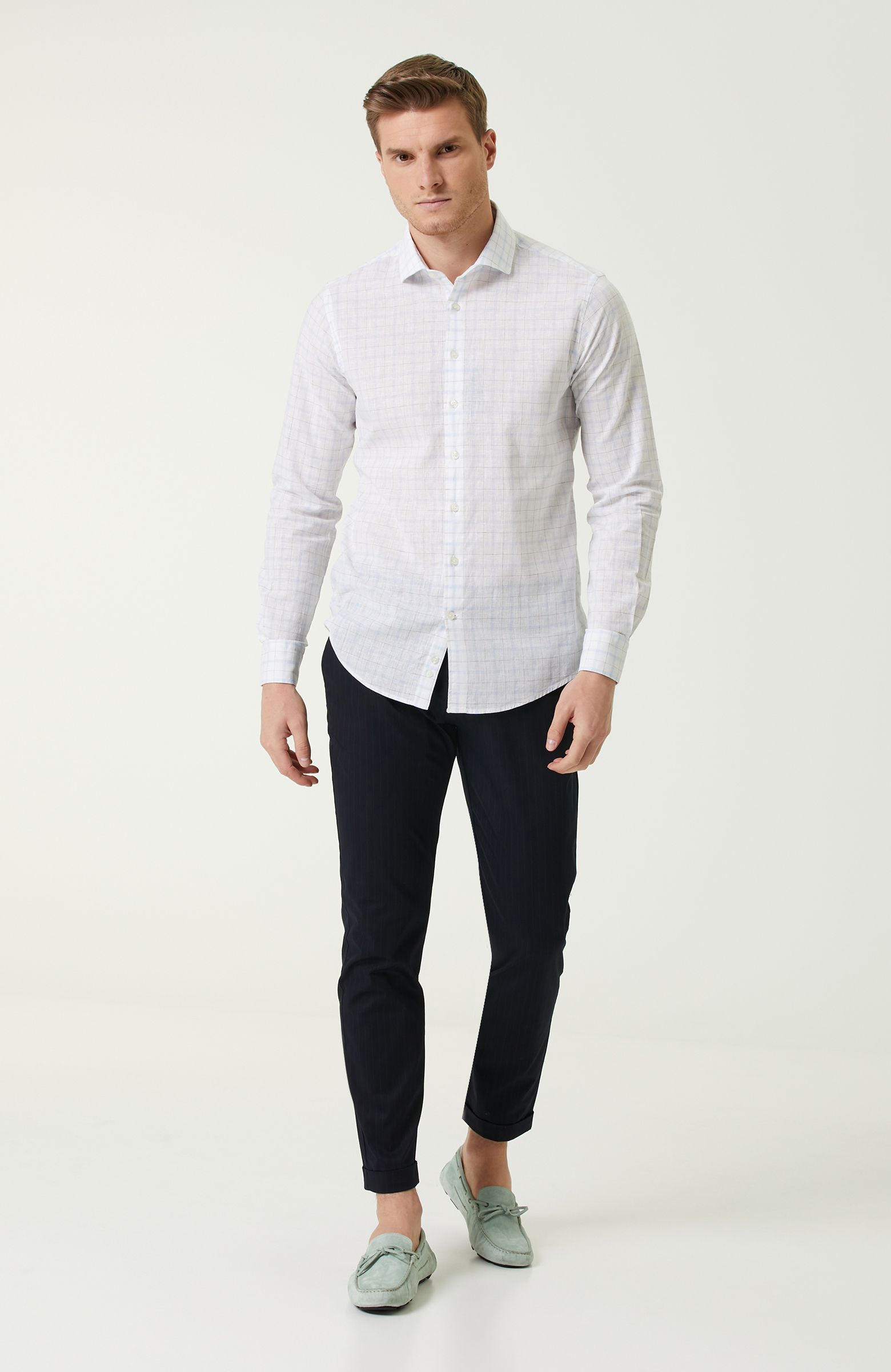 Slim Fit Drop 6 Lacivert Çizgili Pantolon Slim Fit Drop 6 Lacivert Çizgili Pantolon