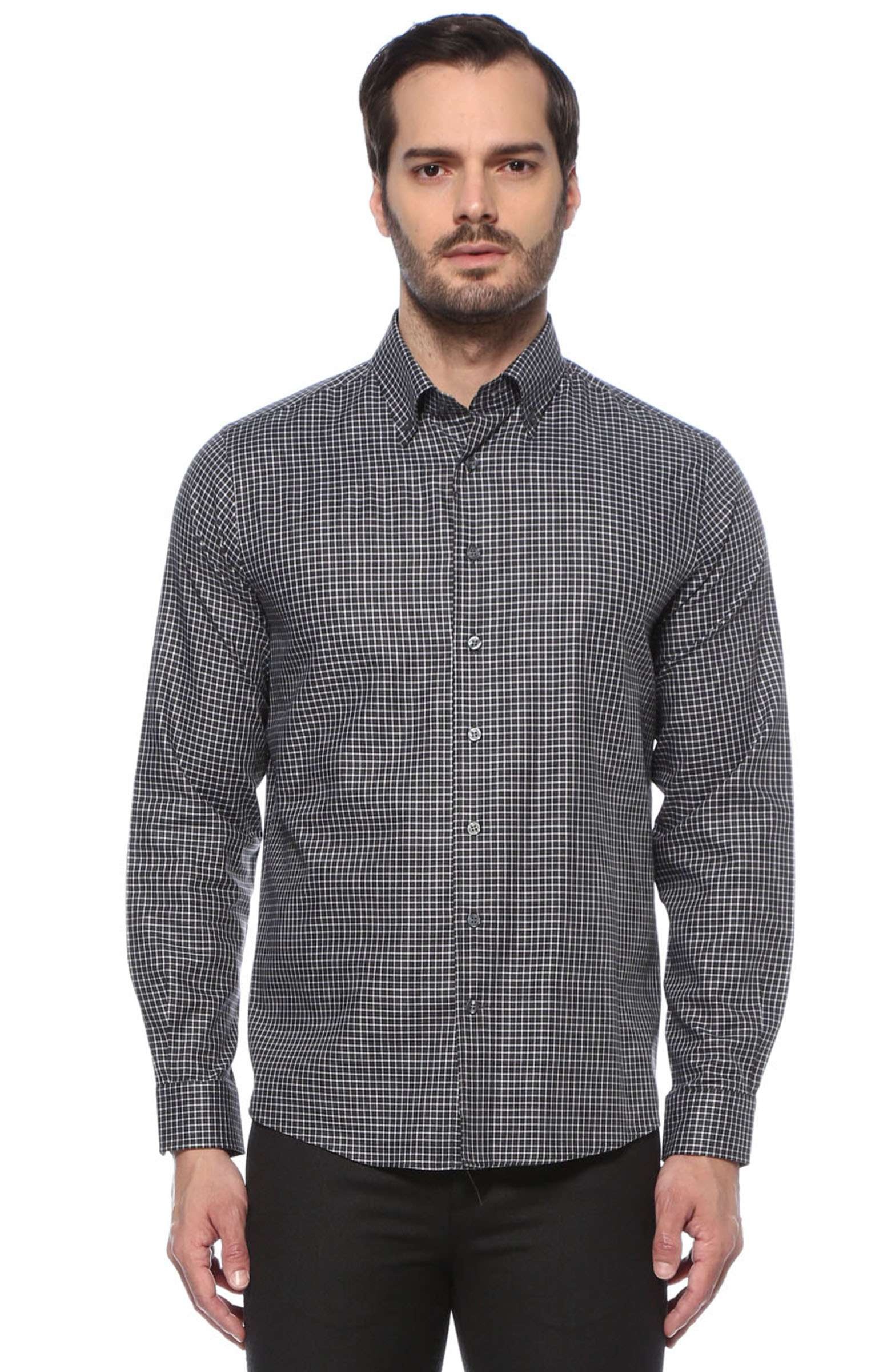 Düğmeli Yaka Ekoseli Gömlek