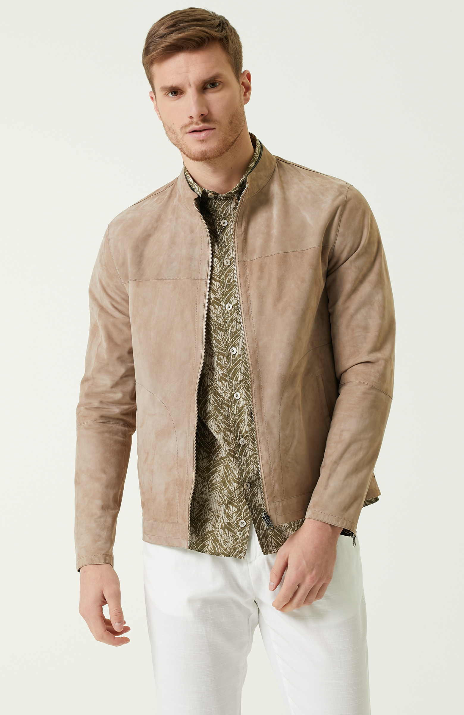 Bej Dik Yaka Süet Mont Bej Dik Yaka Süet Mont