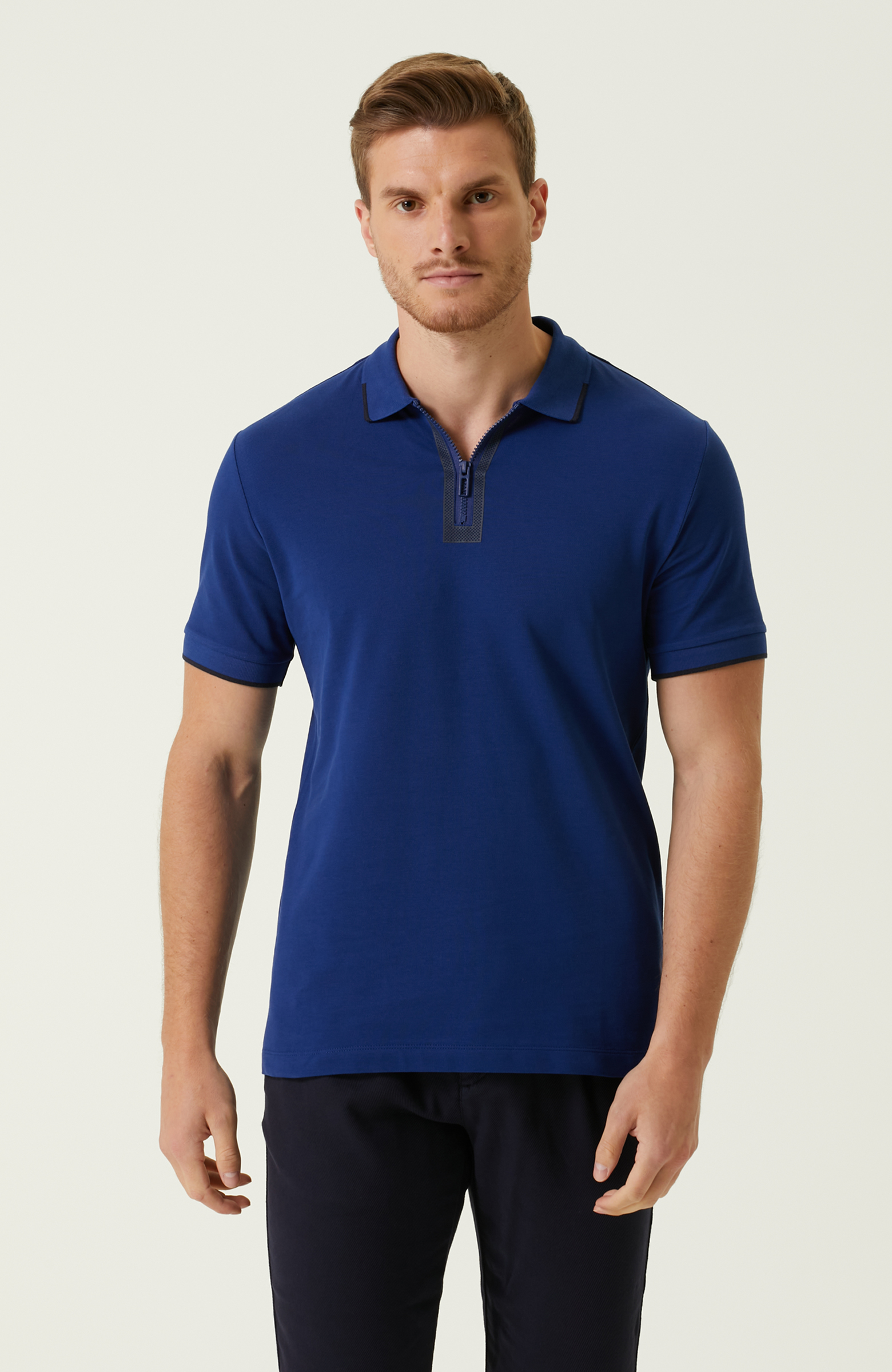Comfort Fit Mavi Polo Yaka T-shirt Comfort Fit Mavi Polo Yaka T-shirt