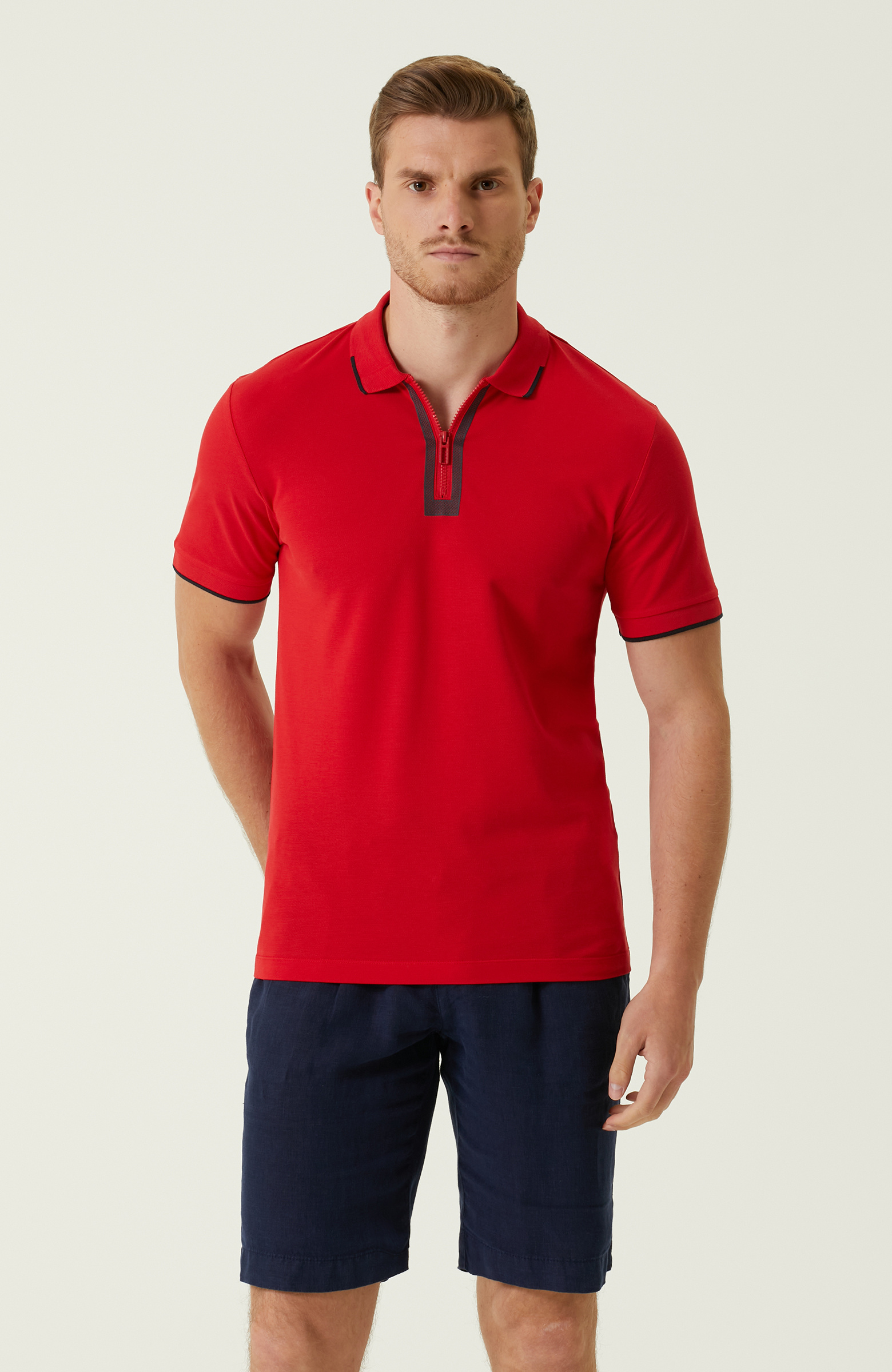 Comfort Fit Kırmızı Polo Yaka T-shirt
