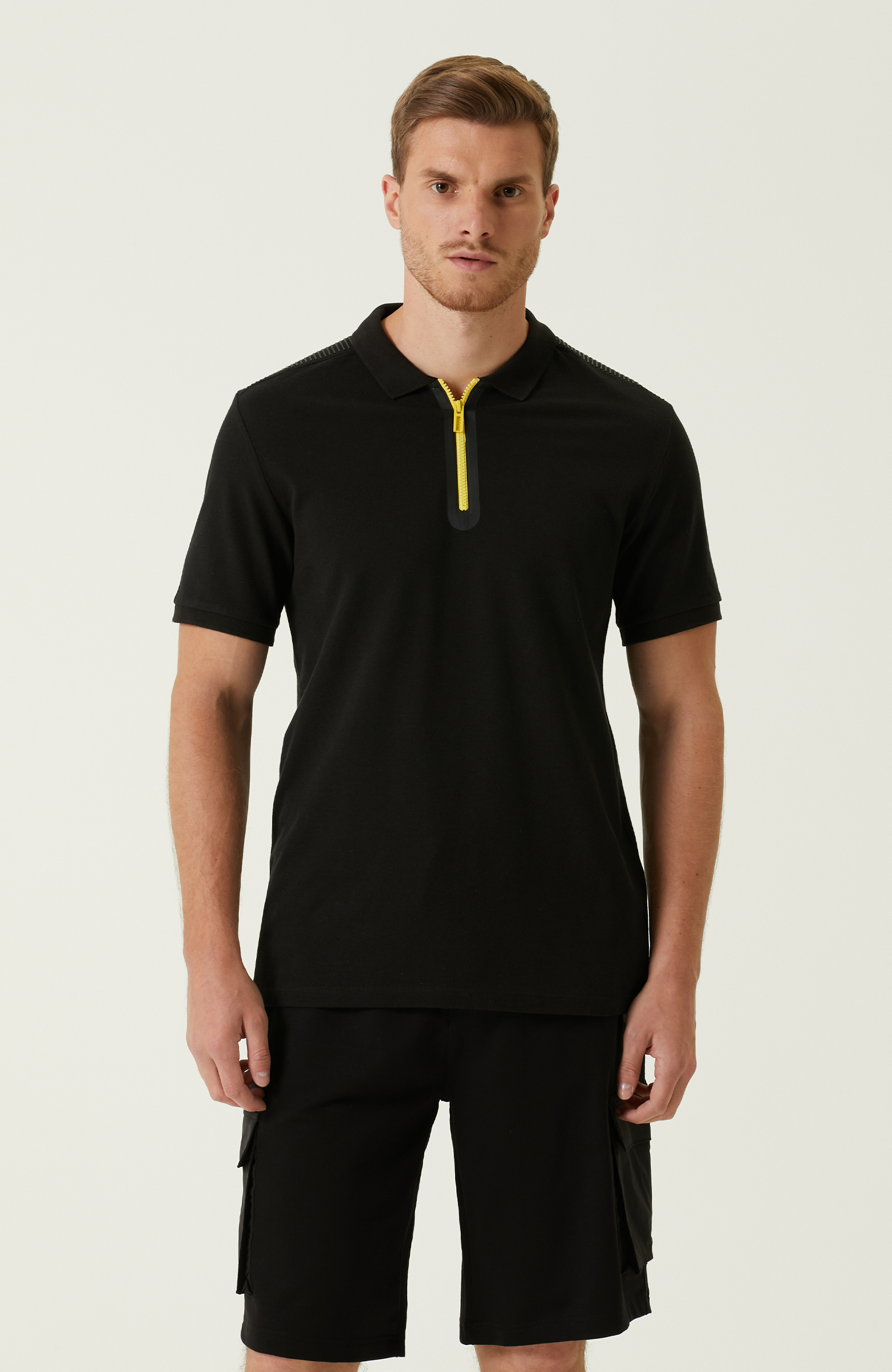 Slim Fit Siyah Polo Yaka T-shirt
