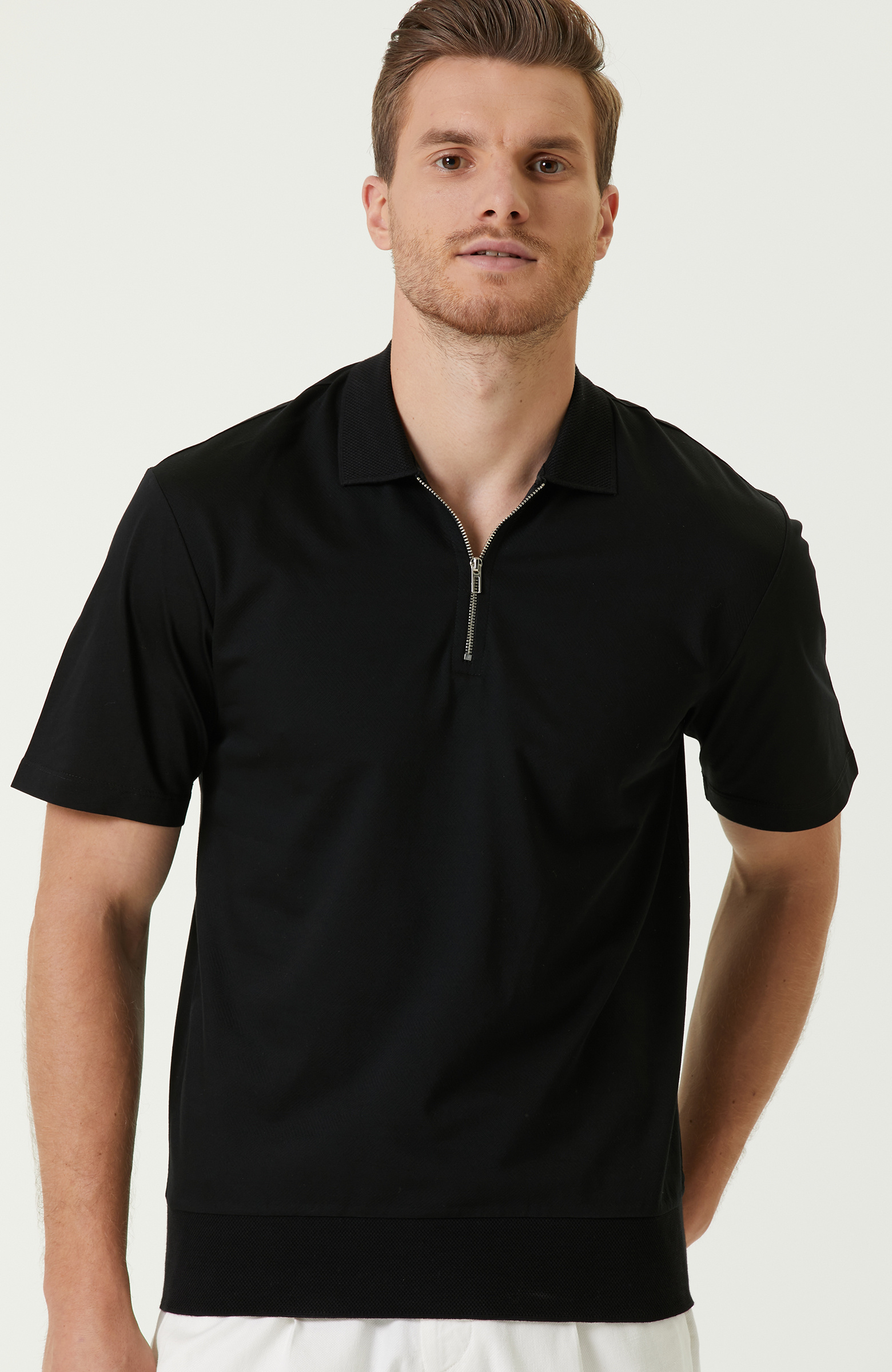 Slim Fit Siyah Polo Yaka T-shirt