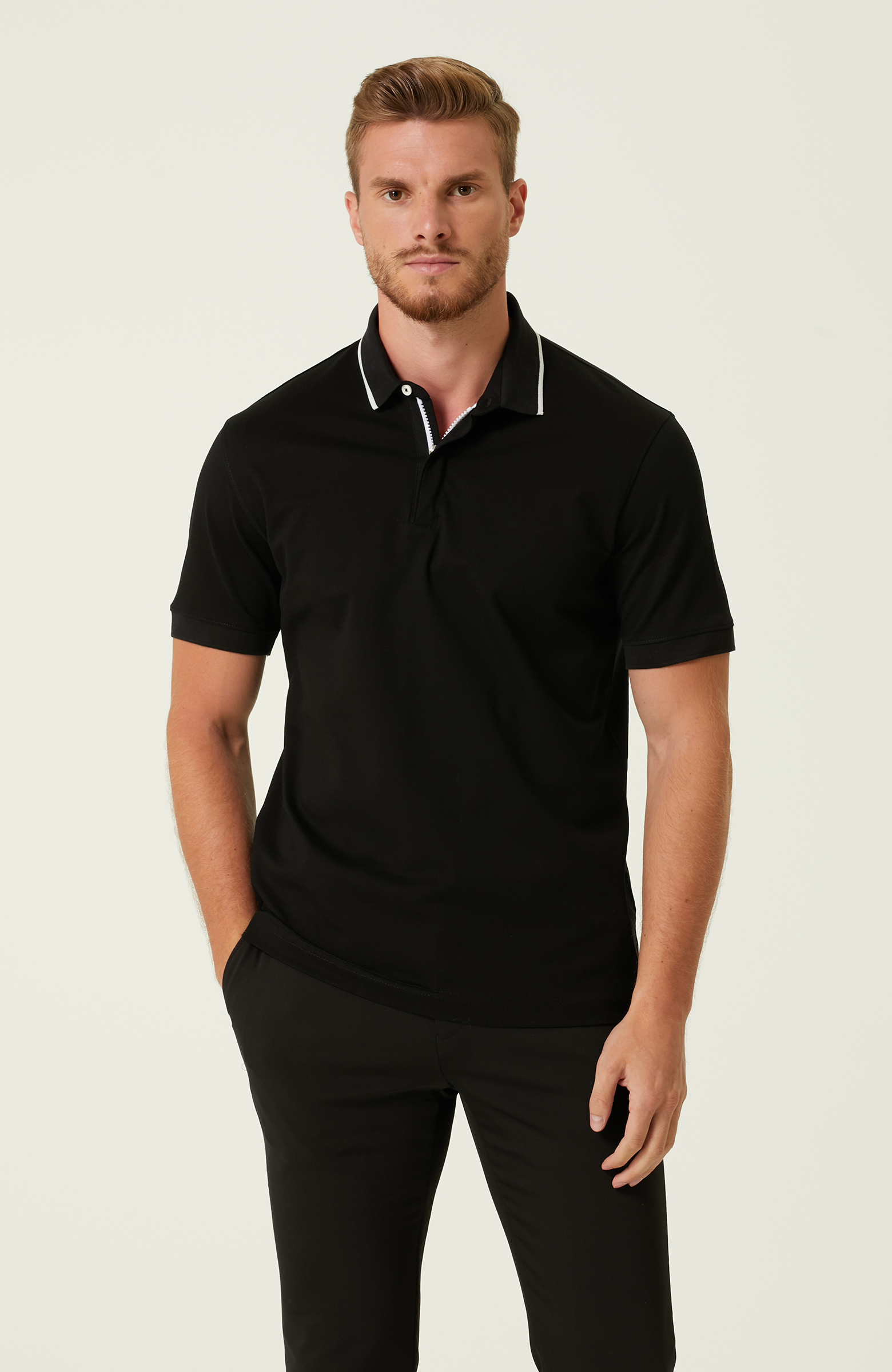 Slim Fit Siyah Polo Yaka T-shirt Slim Fit Siyah Polo Yaka T-shirt