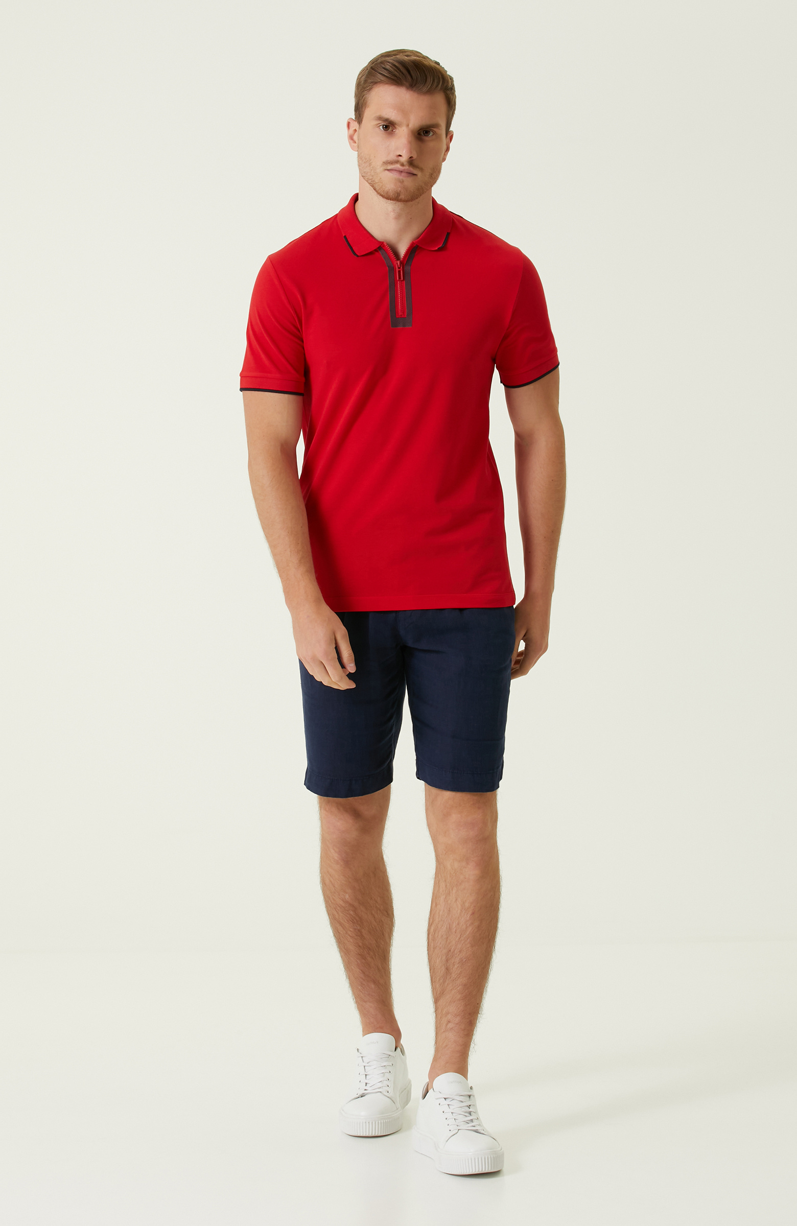 Lacivert Keten Şort