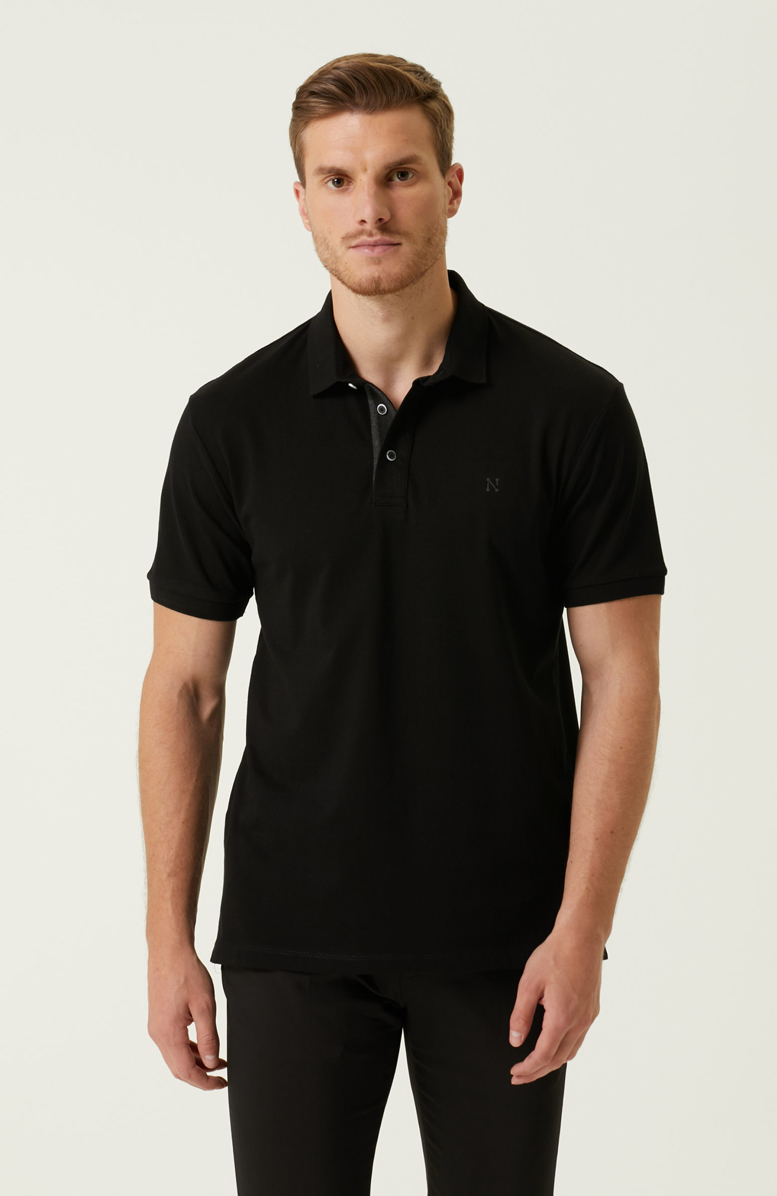 Slim Fit Siyah Polo Yaka T-shirt
