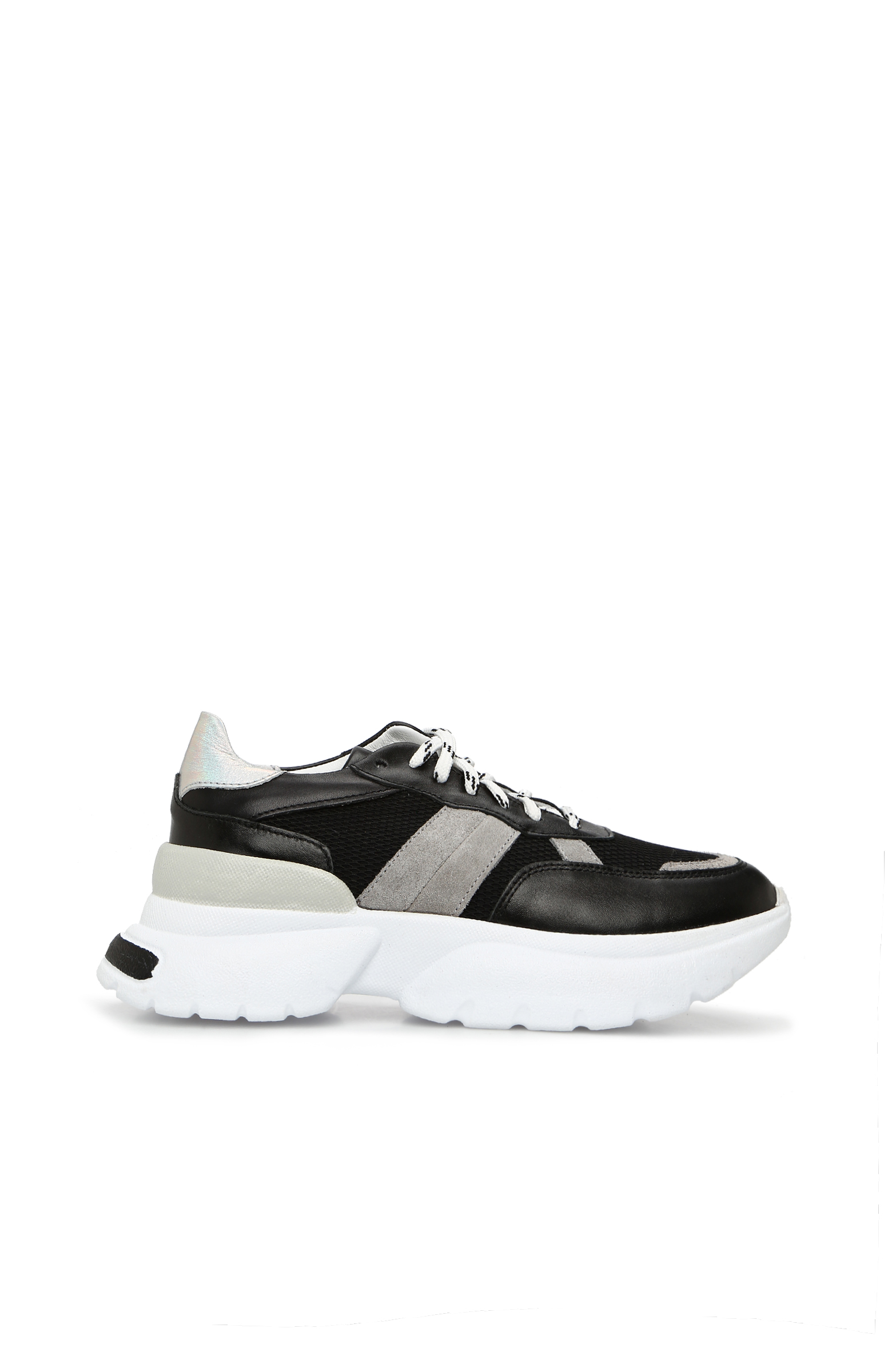 Siyah Kalın Tabanlı Kadın Deri Sneaker Siyah Kalın Tabanlı Kadın Deri Sneaker