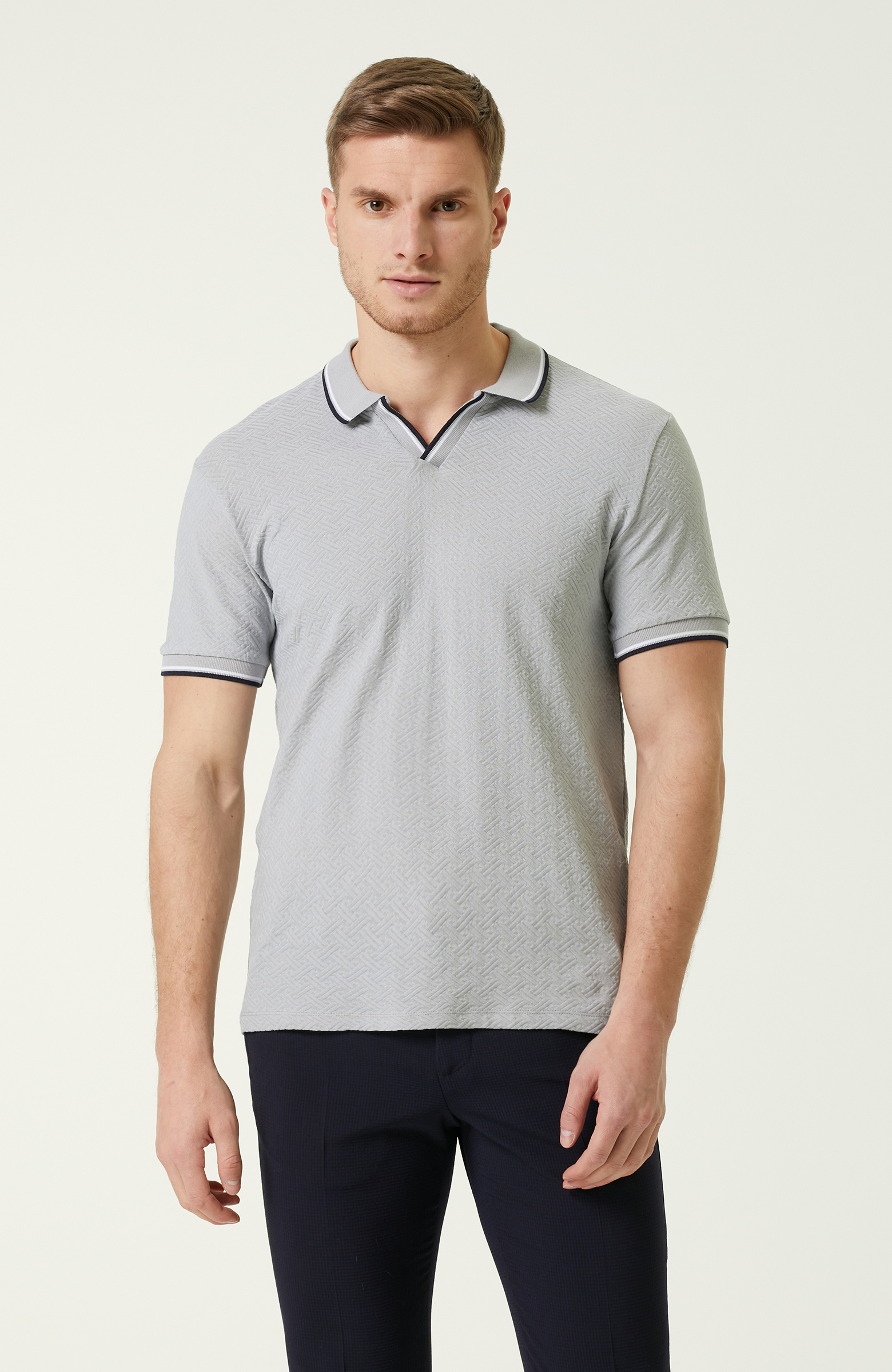 Slim Fit Gri Polo Yaka T-shirt