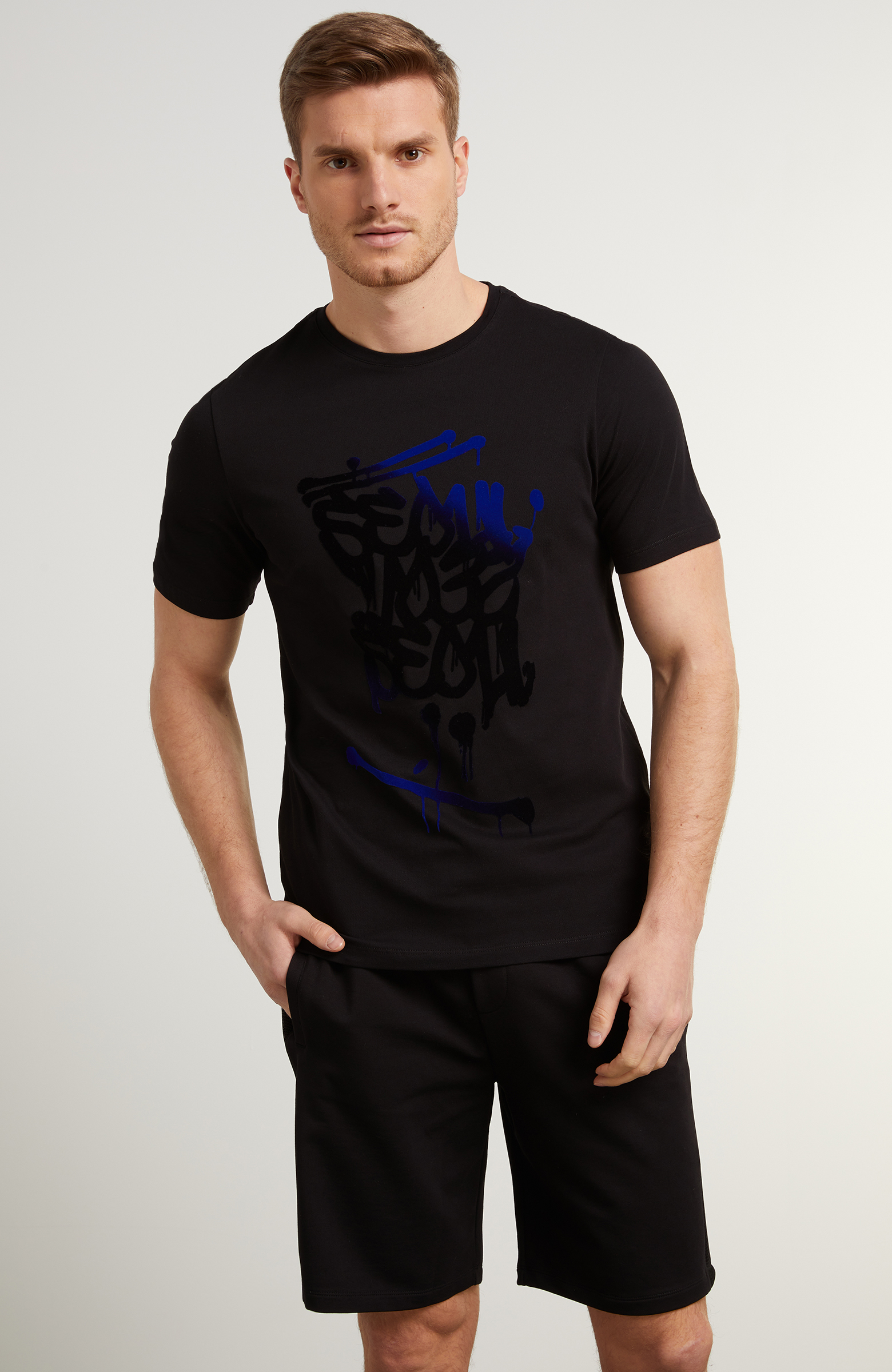 Slim Fit Siyah Baskılı Basic T-shirt Slim Fit Siyah Baskılı Basic T-shirt