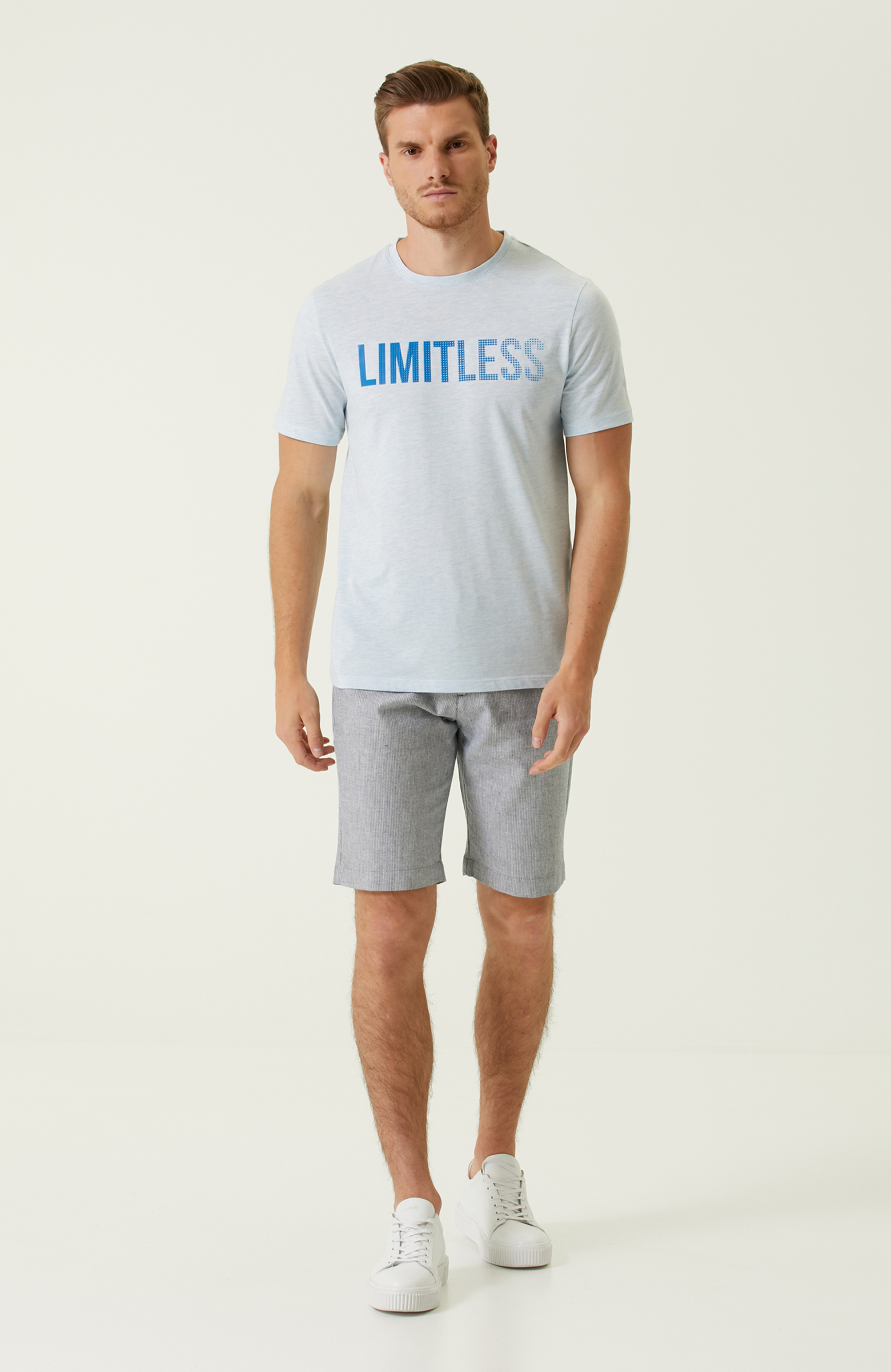 Lacivert Çizgili Şort