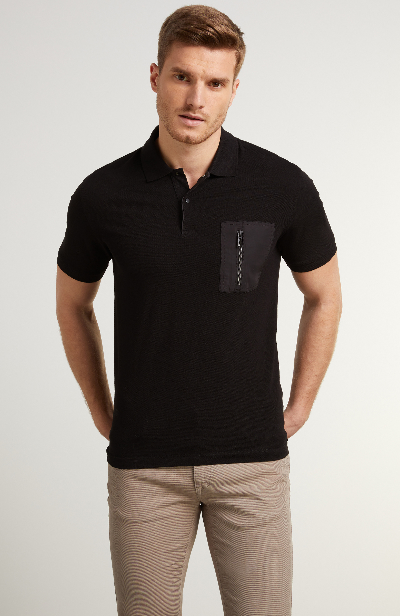 Slim Fit Siyah Polo Yaka T-shirt