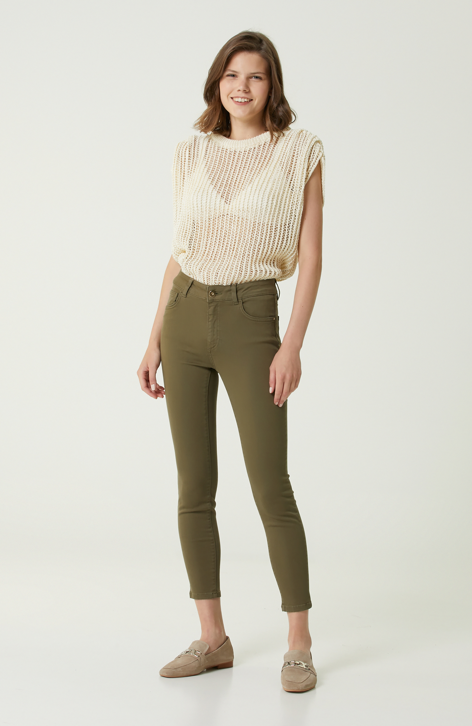 Slim Fit Haki Spor Pantolon