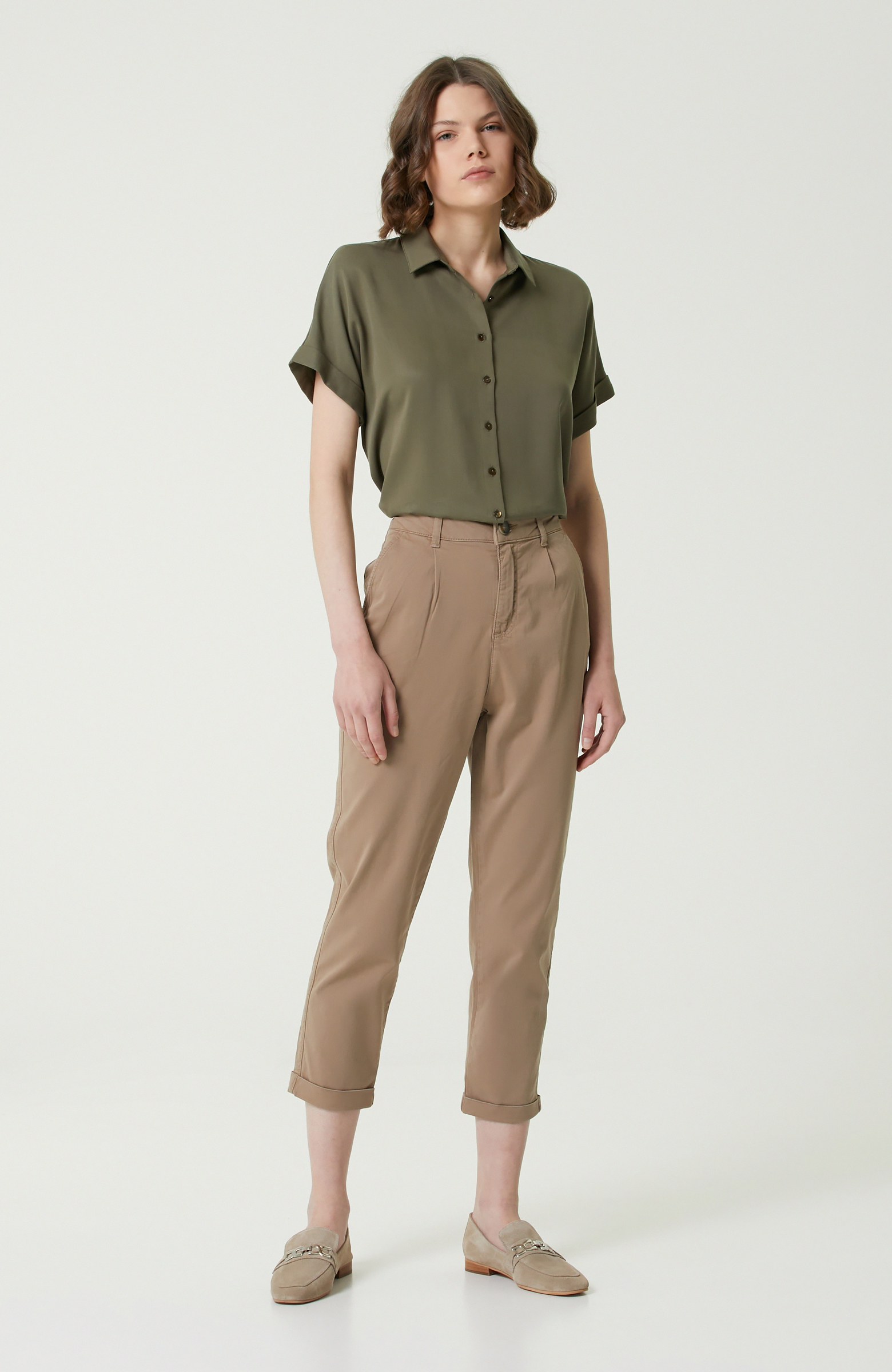 Slim Fit Vizon Dar Paça Pilili Pantolon Slim Fit Vizon Dar Paça Pilili Pantolon