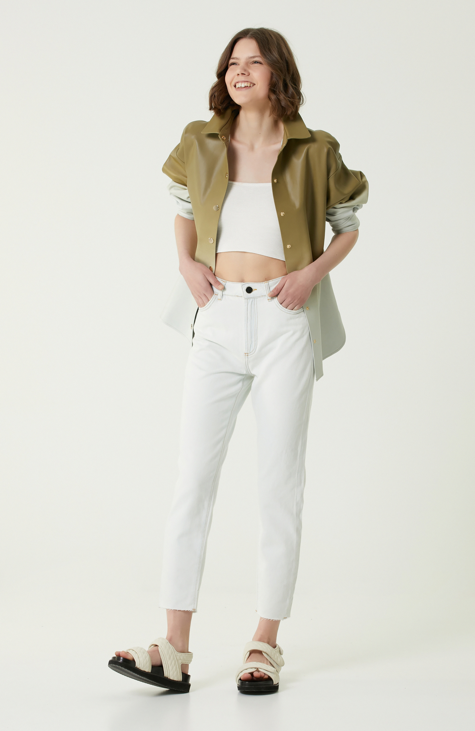 Straight Fit Beyaz Jean Pantolon