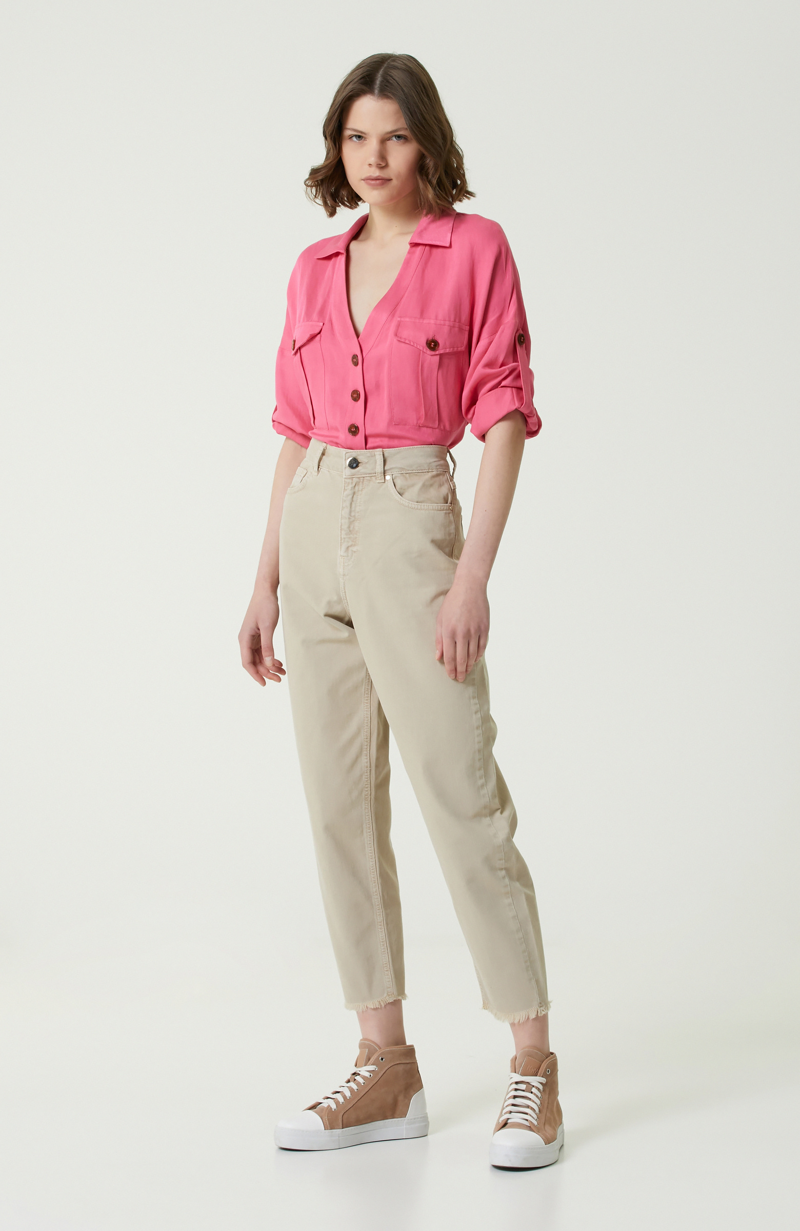 Mom Fit Vizon Yüksek Bel Jean Pantolon