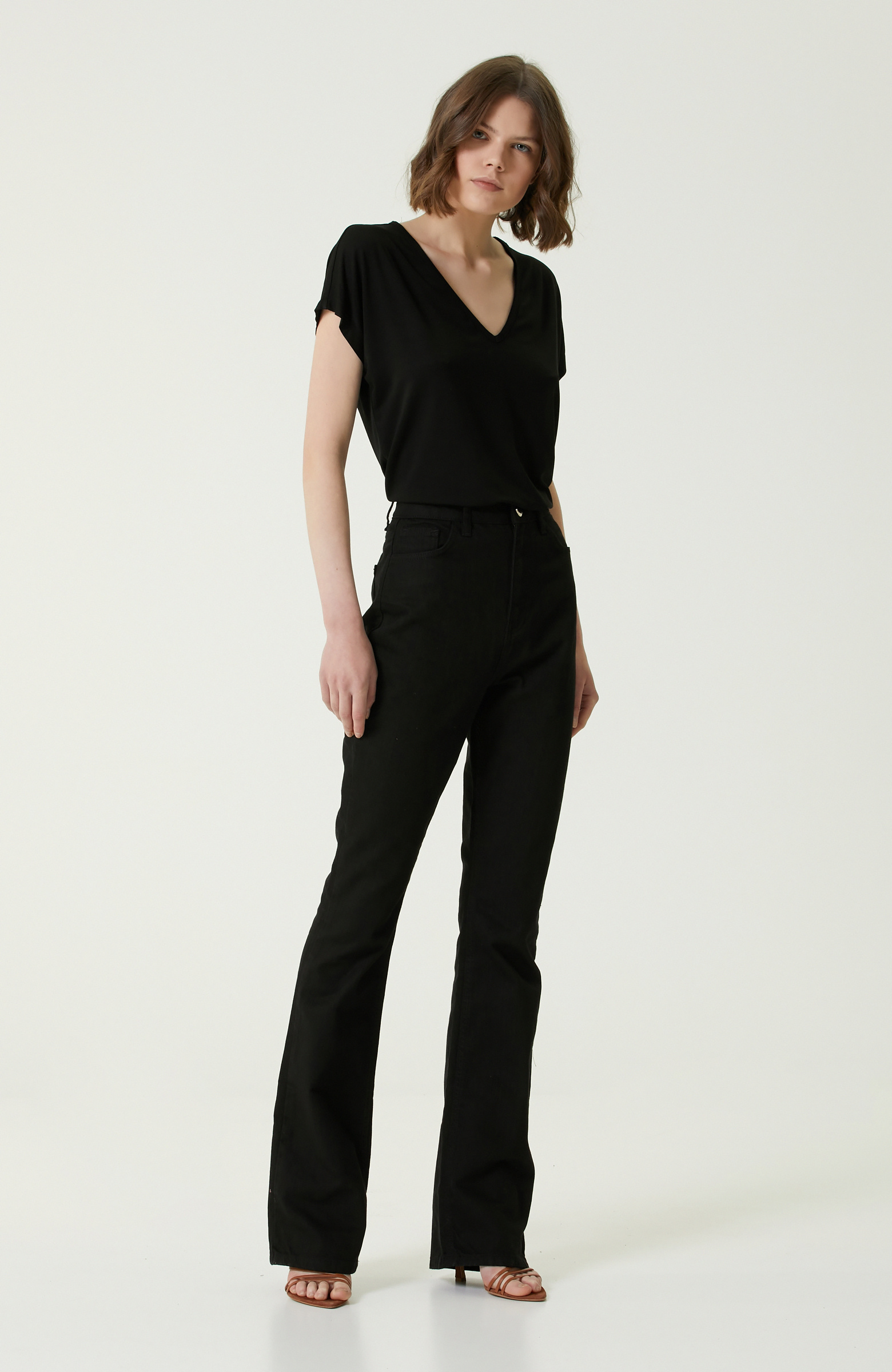 Basic Fit Siyah Yüksek Bel Jean Pantolon