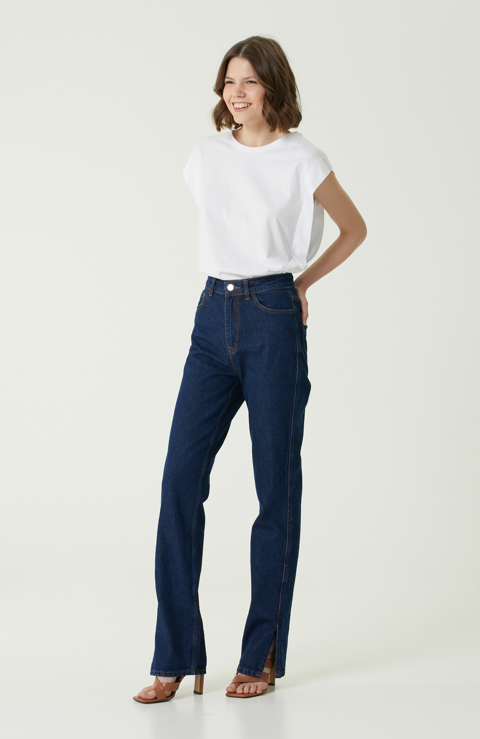 Straight Fit Lacivert Jean Pantolon