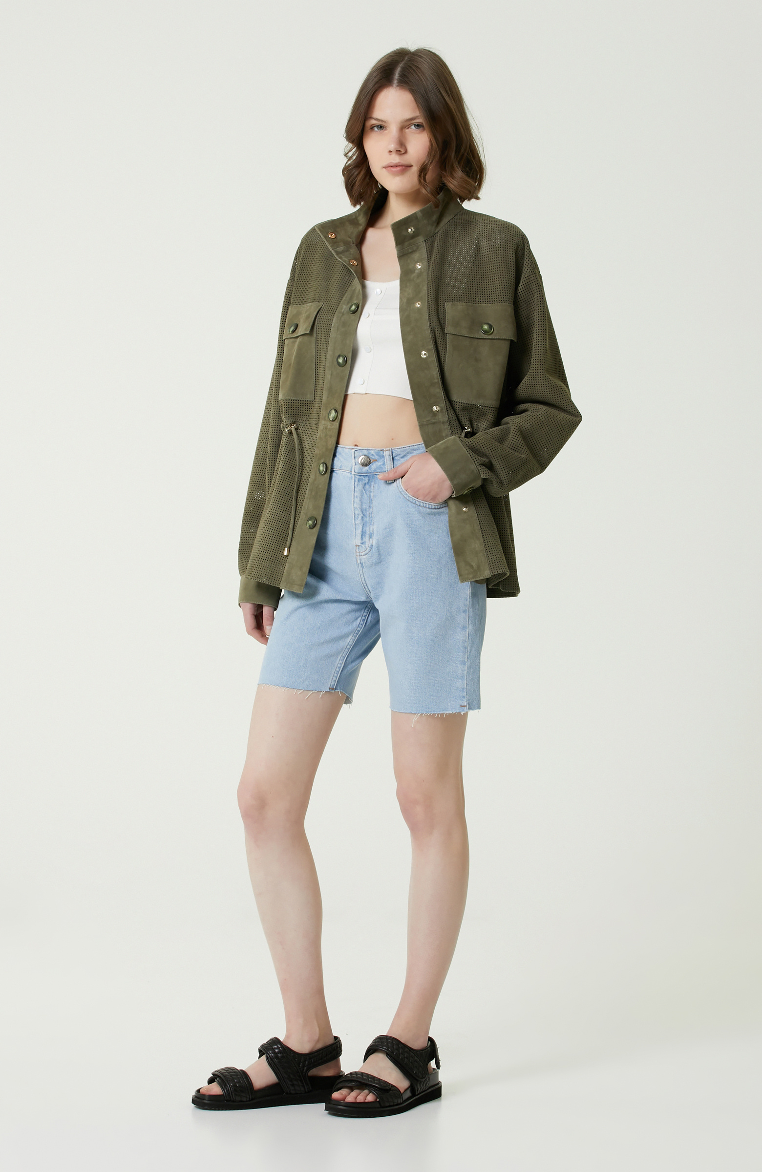 Slim Fit Mavi Mini Şort