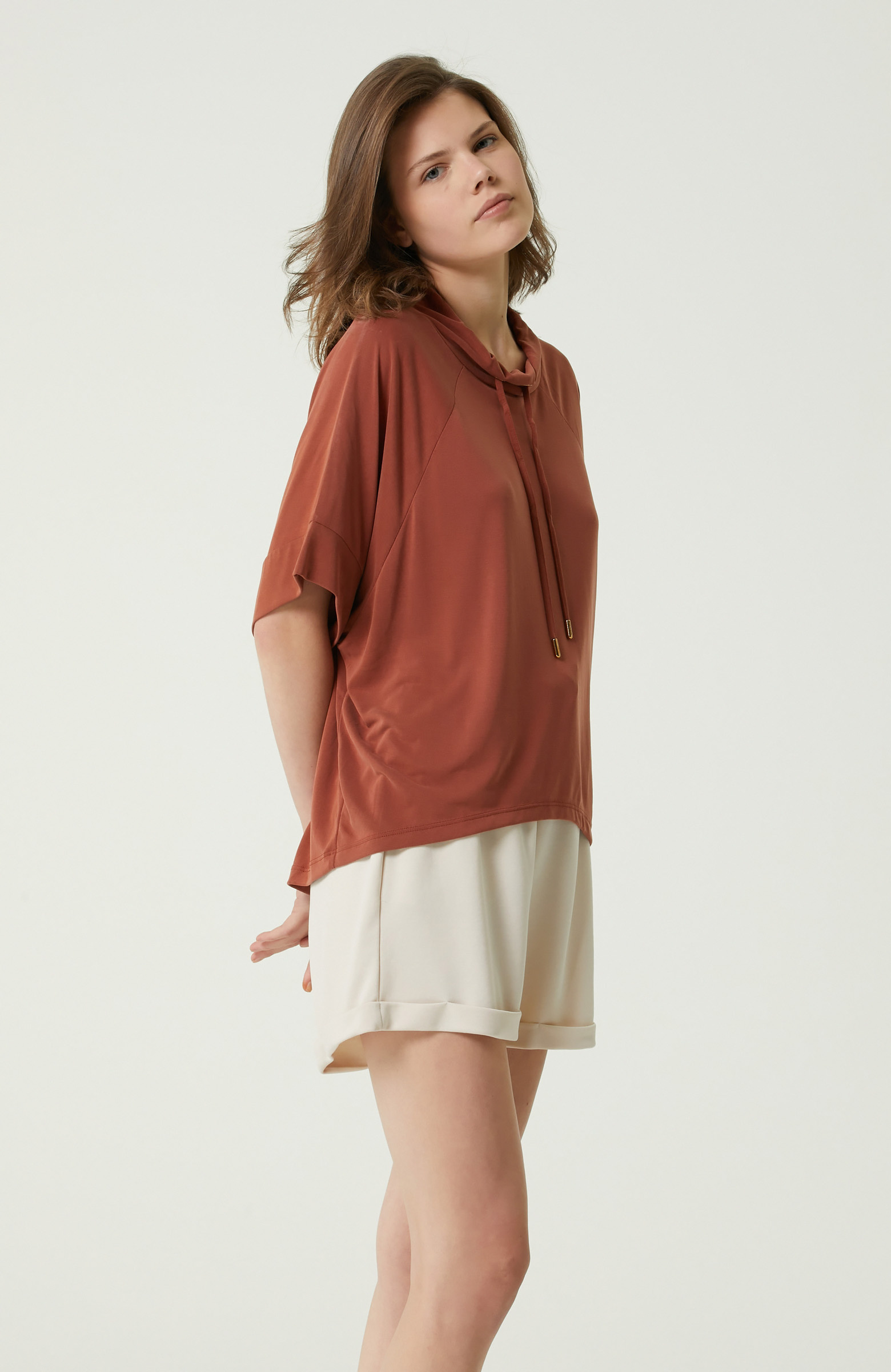 Kiremit Bisiklet Yaka T-shirt