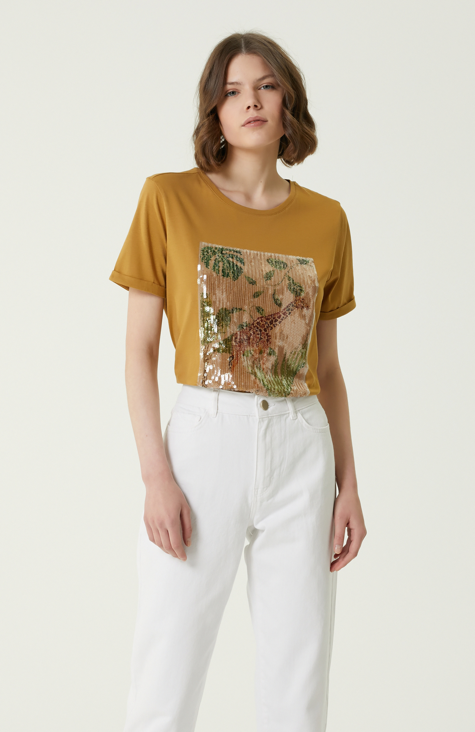 Hardal Baskılı Basic T-shirt