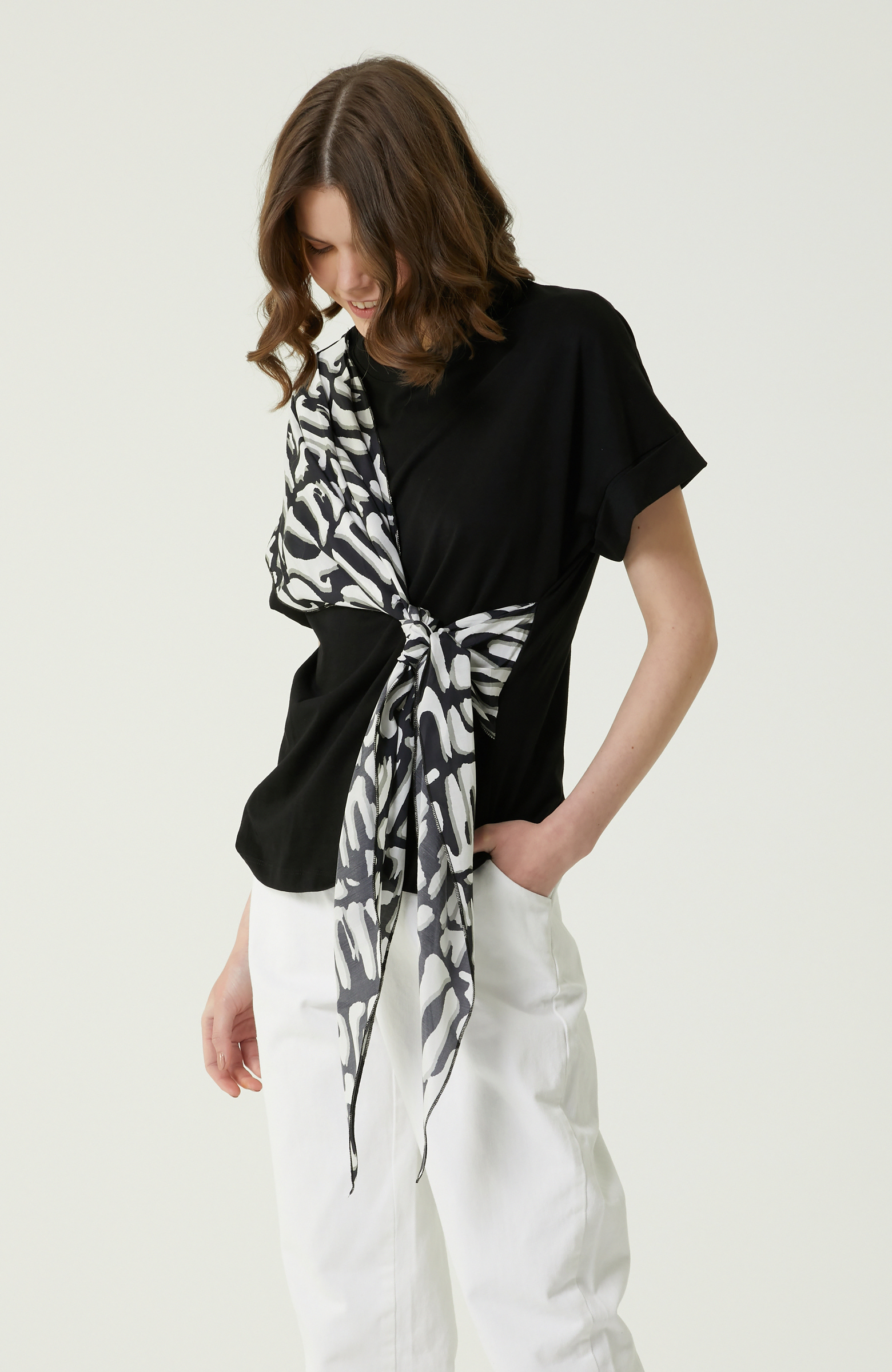 Siyah Zebra Desen Garnili T-shirt Siyah Zebra Desen Garnili T-shirt