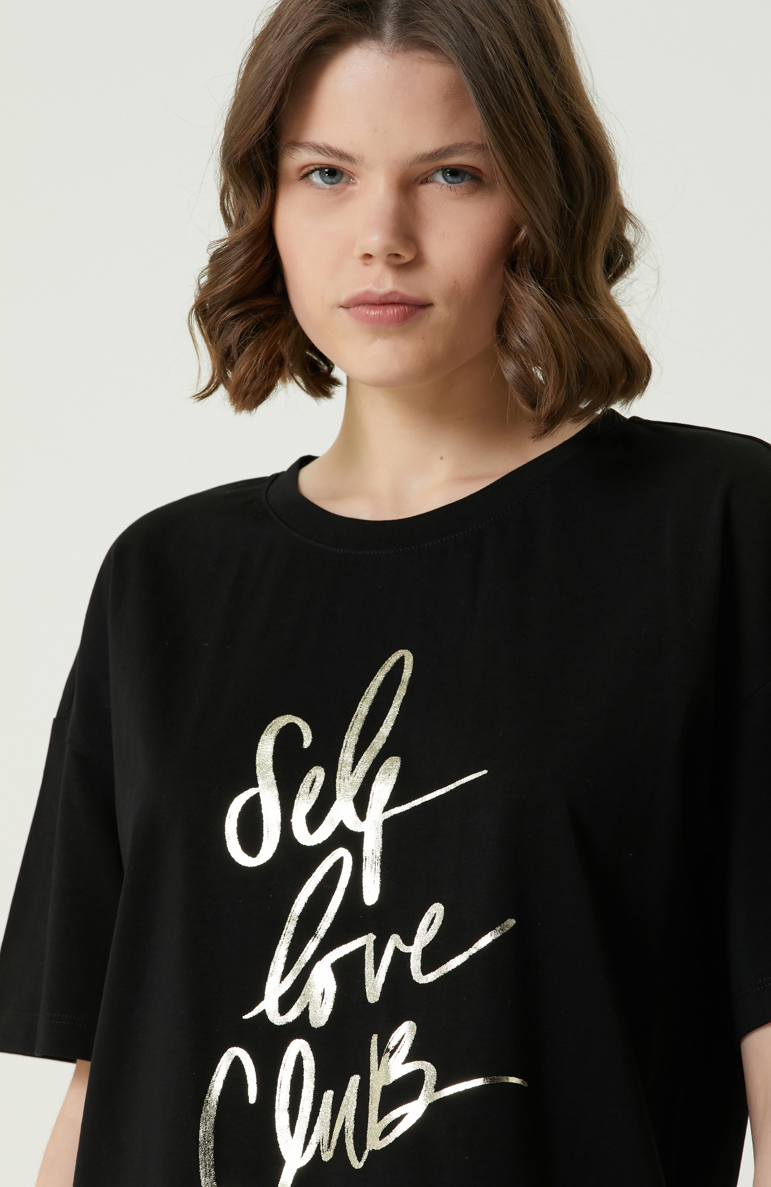 Siyah Yazı Baskılı T-shirt