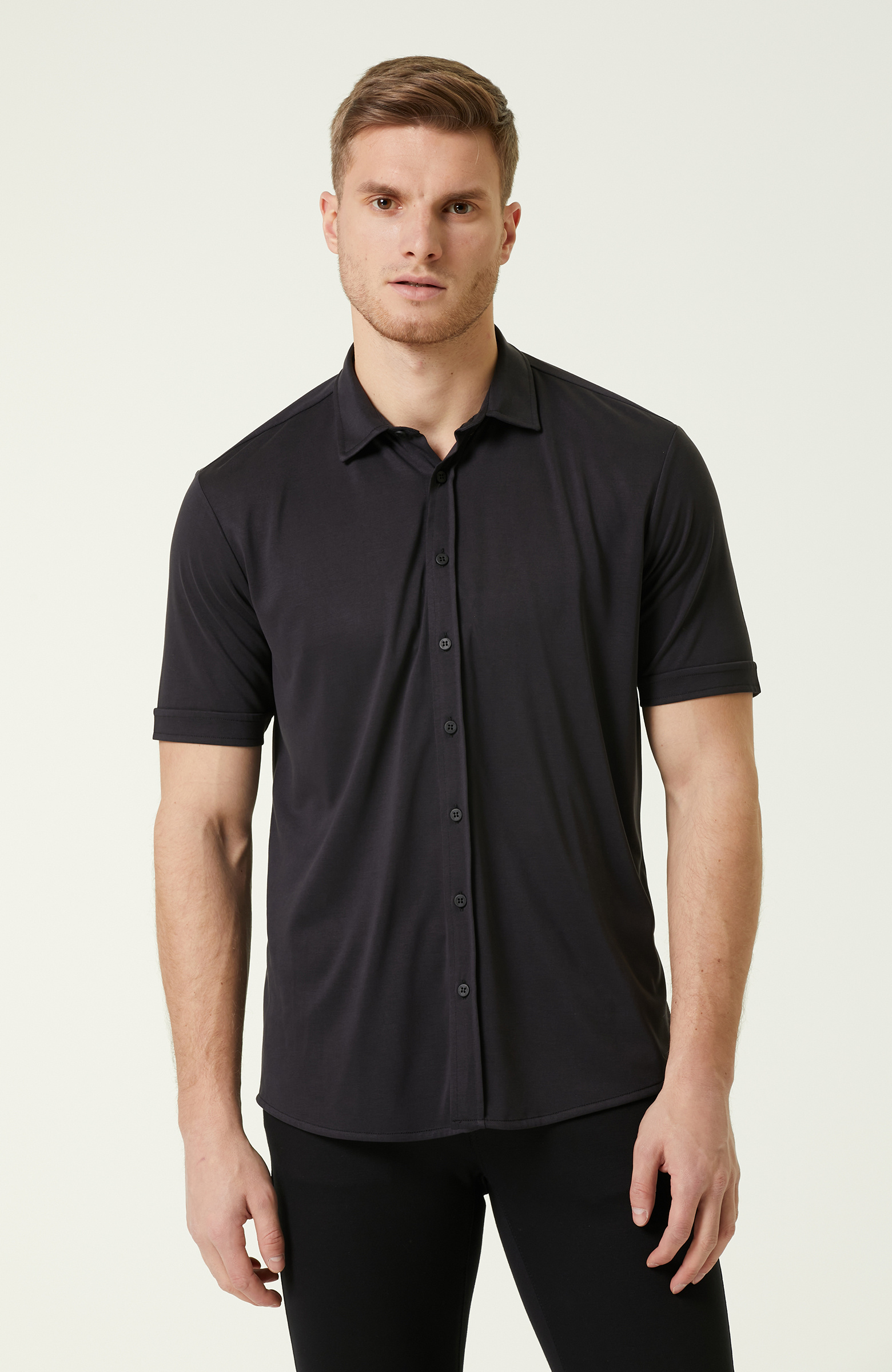 Comfort Fit Siyah Gömlek