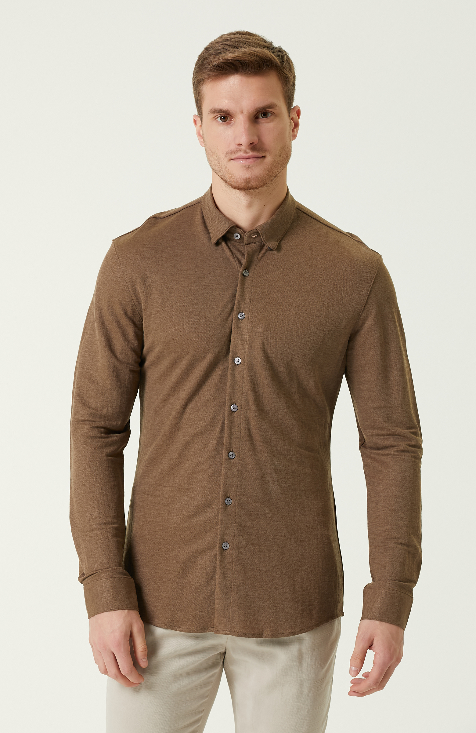 Comfort Fit Kahverengi Gömlek