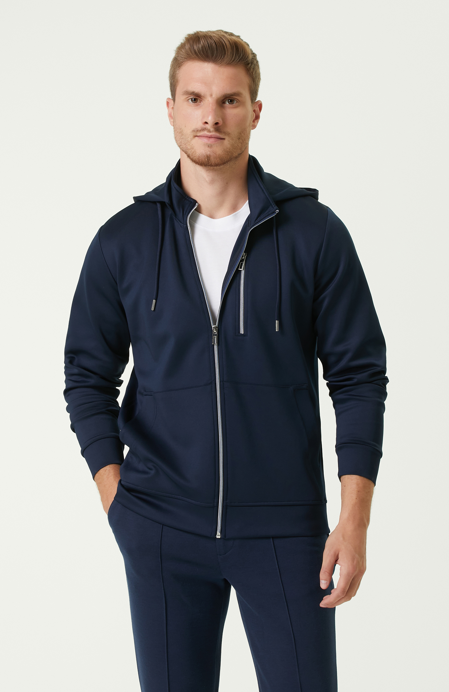 Slim Fit Lacivert Kapüşonlu Sweatshirt Slim Fit Lacivert Kapüşonlu Sweatshirt