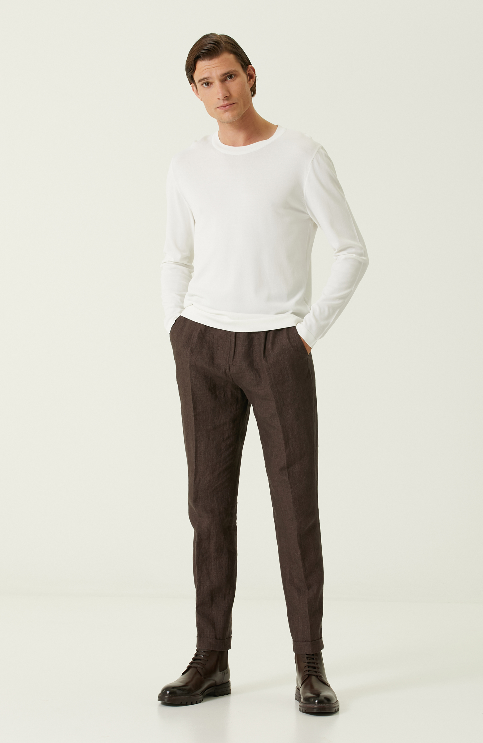 Drop 6 Jogger Fit Desenli Keten Pantolon Drop 6 Jogger Fit Desenli Keten Pantolon