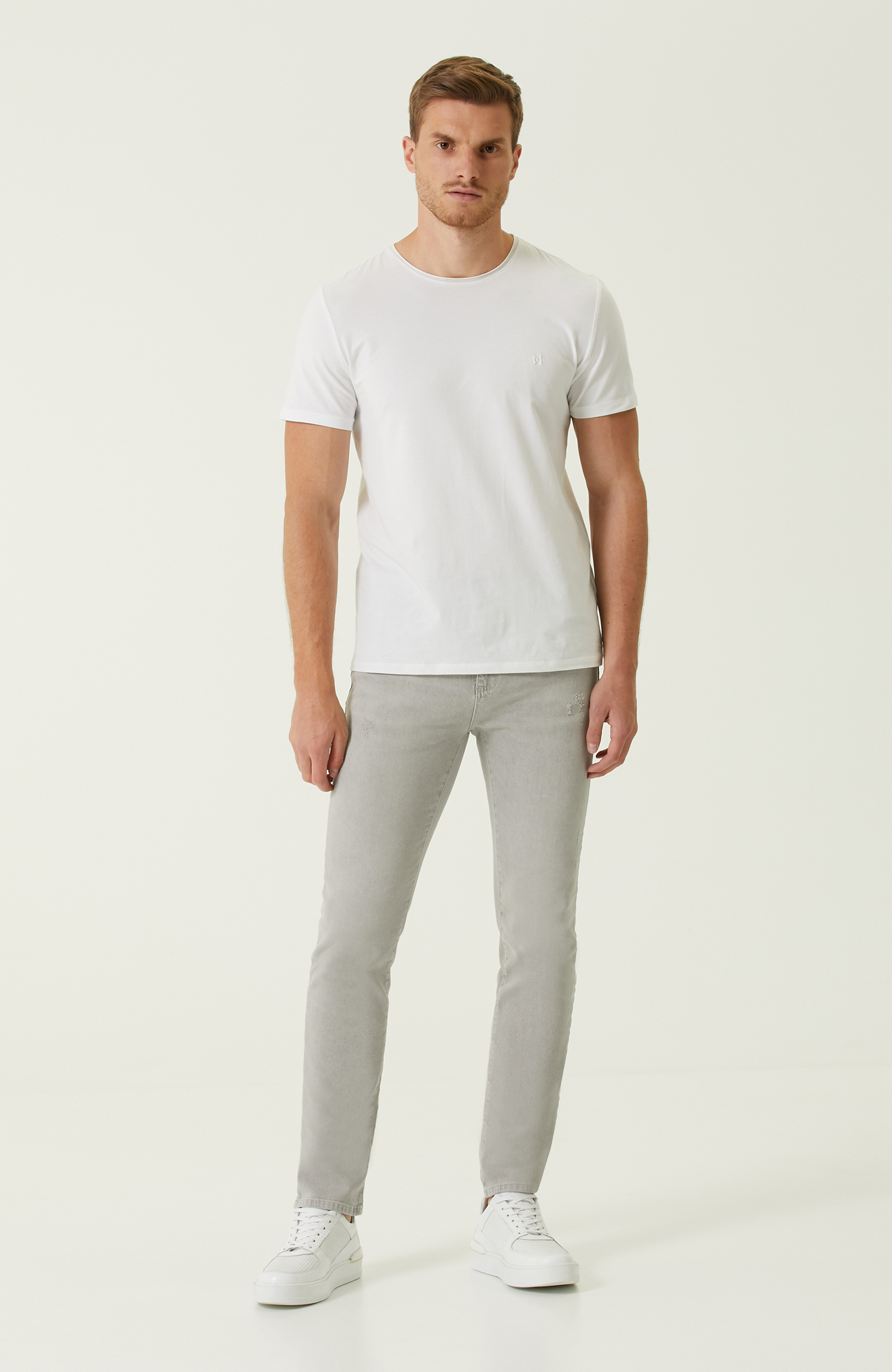 Slim Fit Gri Normal Bel Jean Pantolon