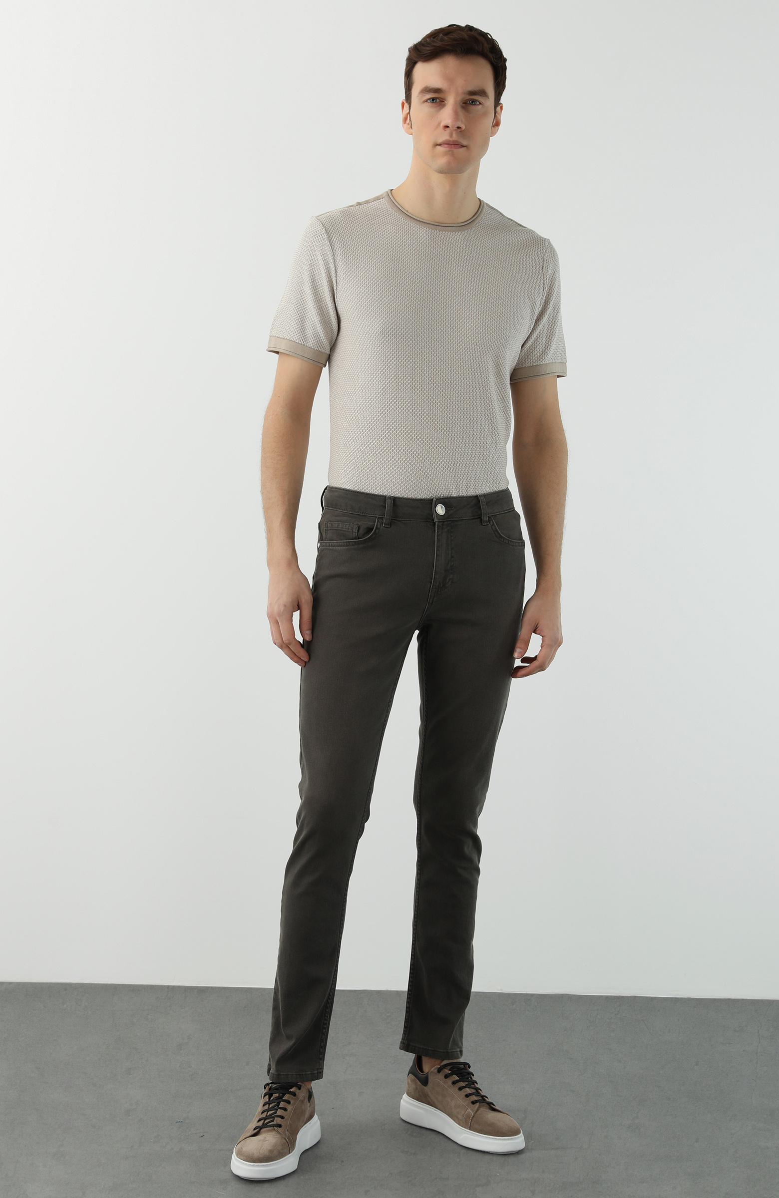 Slim Fit Kahverengi Jean Pantolon