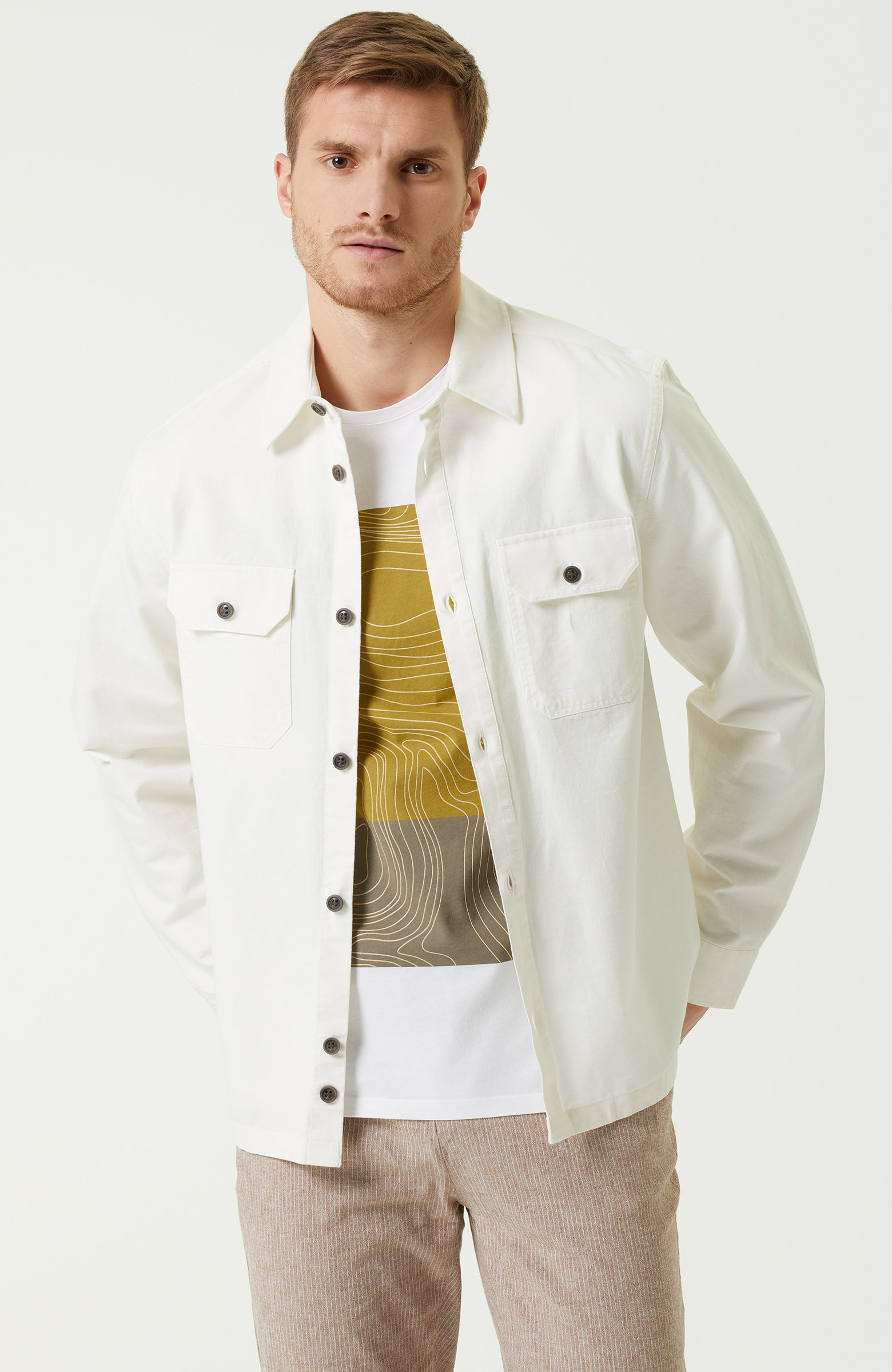 Comfort Fit Beyaz İngiliz yaka Gömlek Comfort Fit Beyaz İngiliz yaka Gömlek