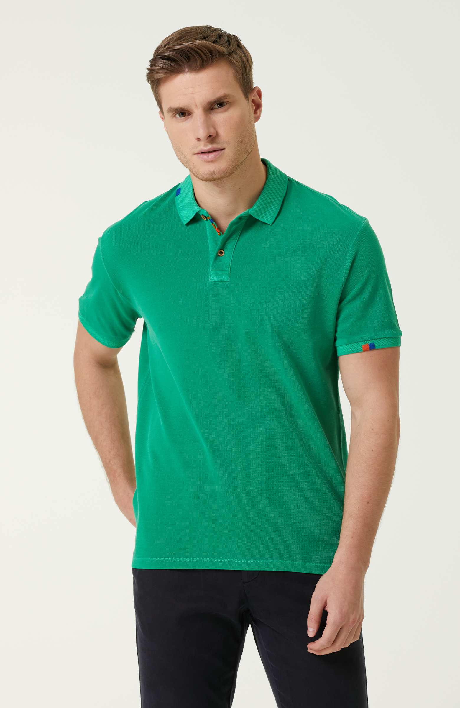 Slim Fit Yeşil Polo Yaka T-shirt