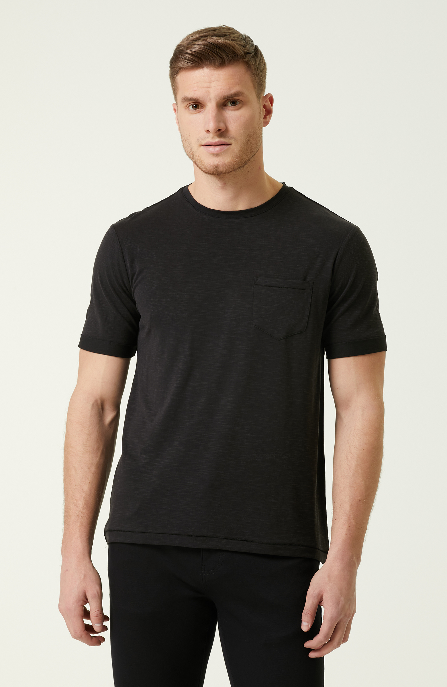Slim Fit Siyah Bisiklet Yaka T-shirt