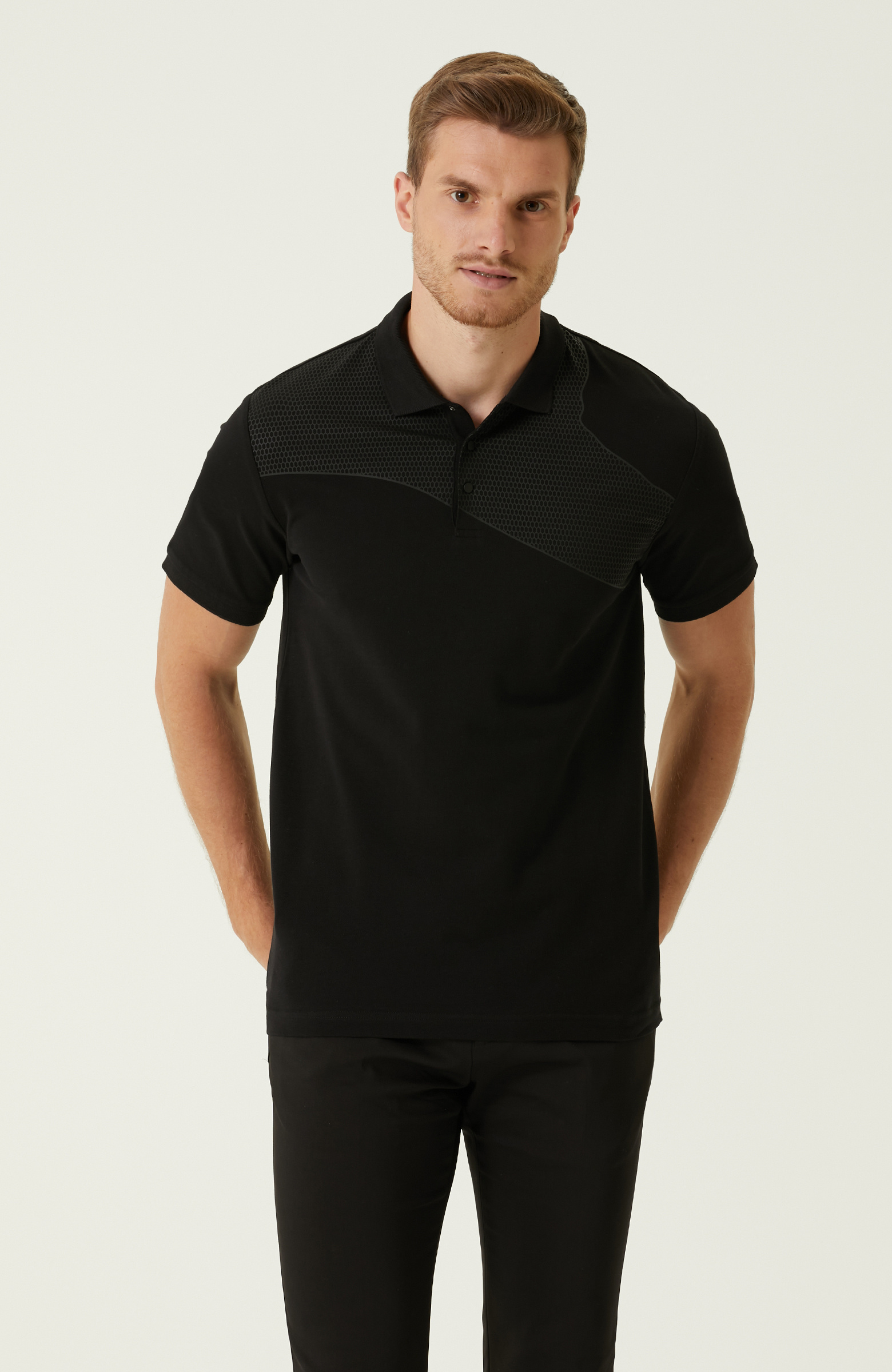 Slim Fit Siyah Polo Yaka T-shirt