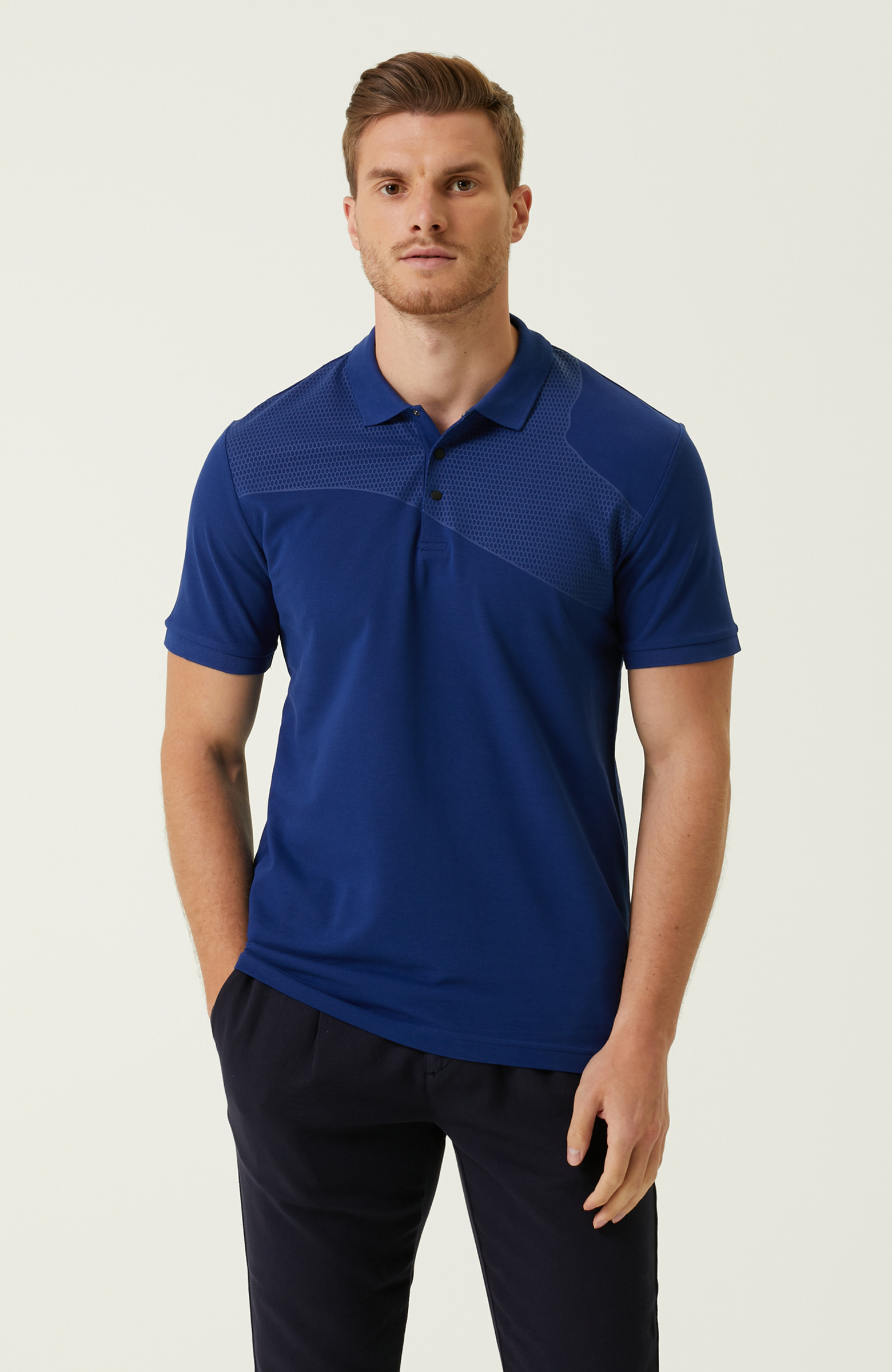 Slim Fit Mavi Polo Yaka T-shirt Slim Fit Mavi Polo Yaka T-shirt